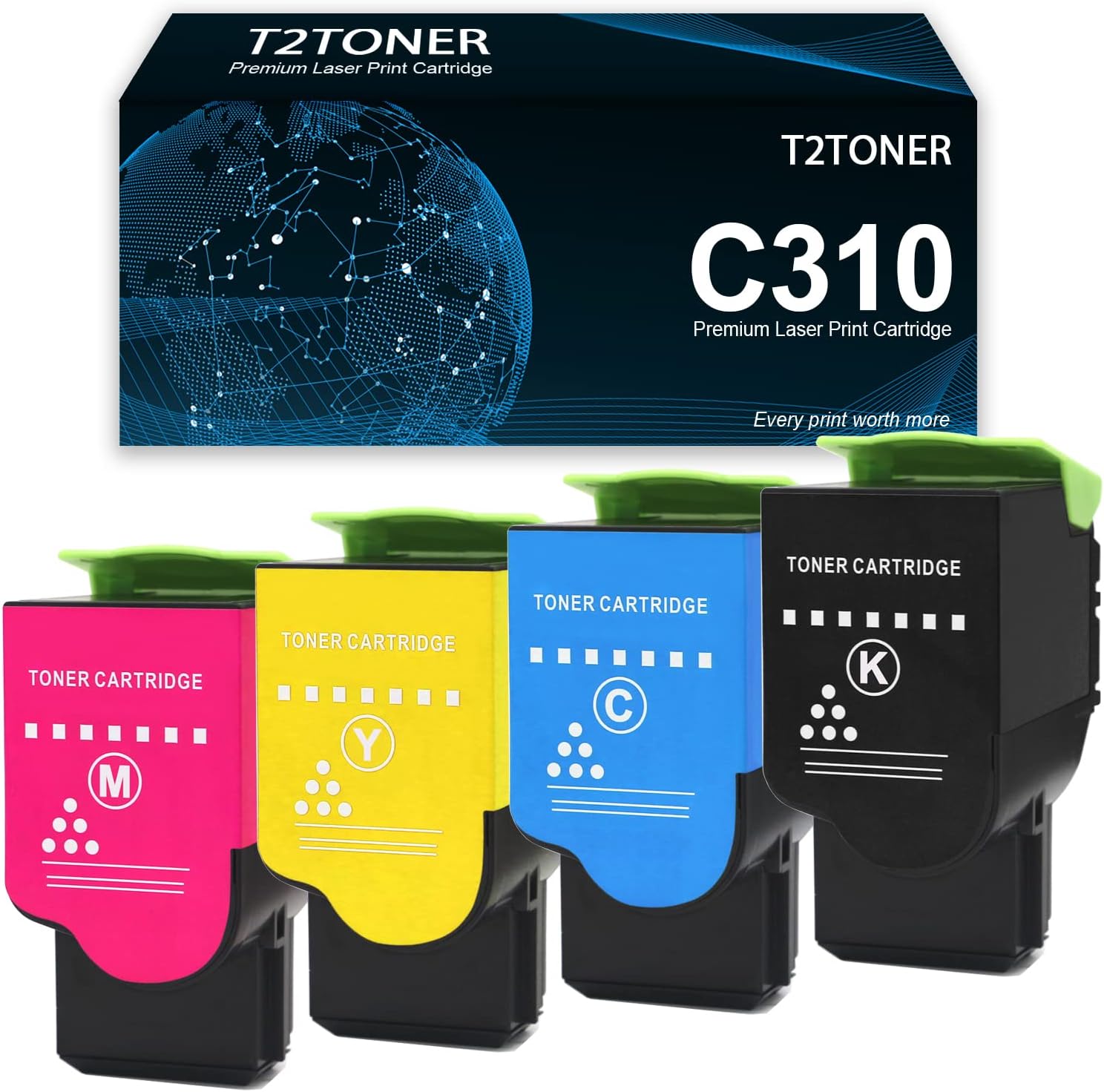 Amazon.com: T2TONER C310 C315 Remanufactured Toner Cartridge Black Cyan Magenta Yellow High ...
