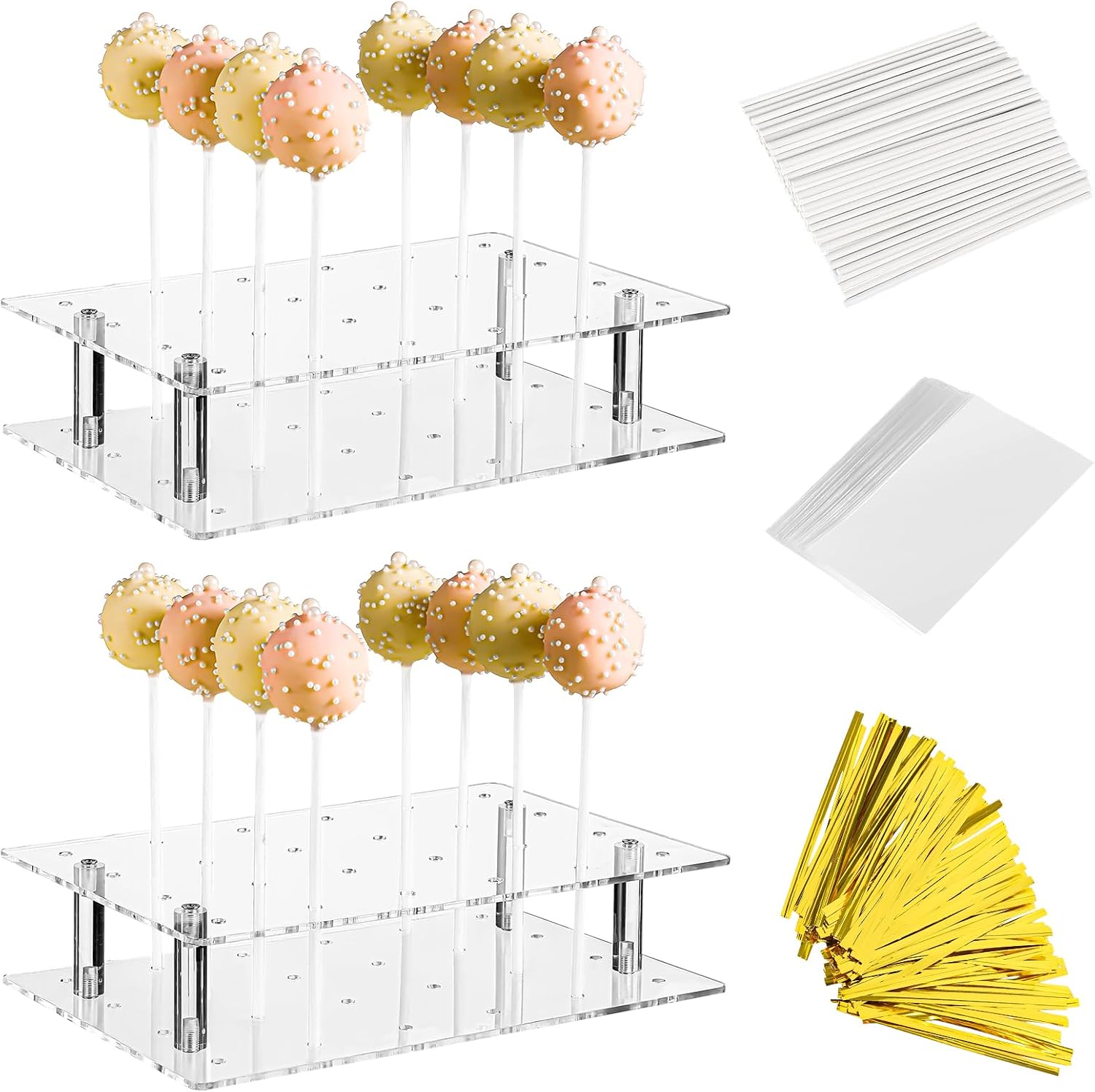 Amazon.com: Edycur Cake Pop Stand, 2 Pcs 24 Holes Cake Pop Holder with ...