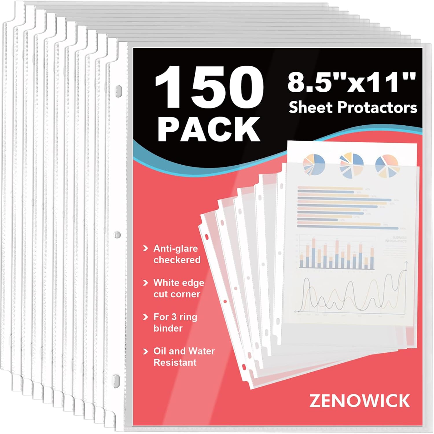 150 Pack Sheet Protectors 8.5 x 11 inch Clear Page Protectors for 3 ...