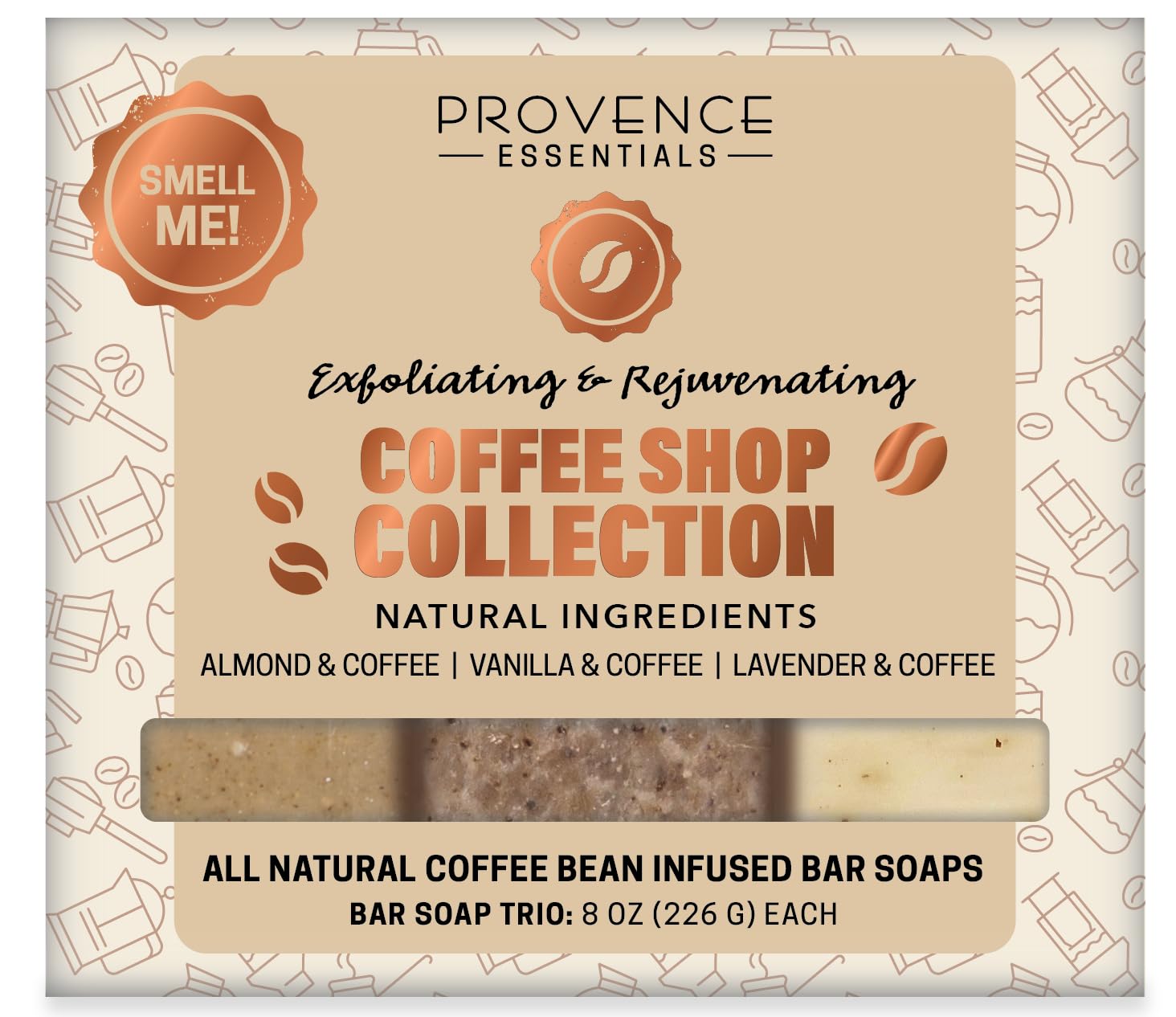 Amazon.com : PROVENCE ESSENTIALS Trio Soap Sets (Coffee Shop Collection ...