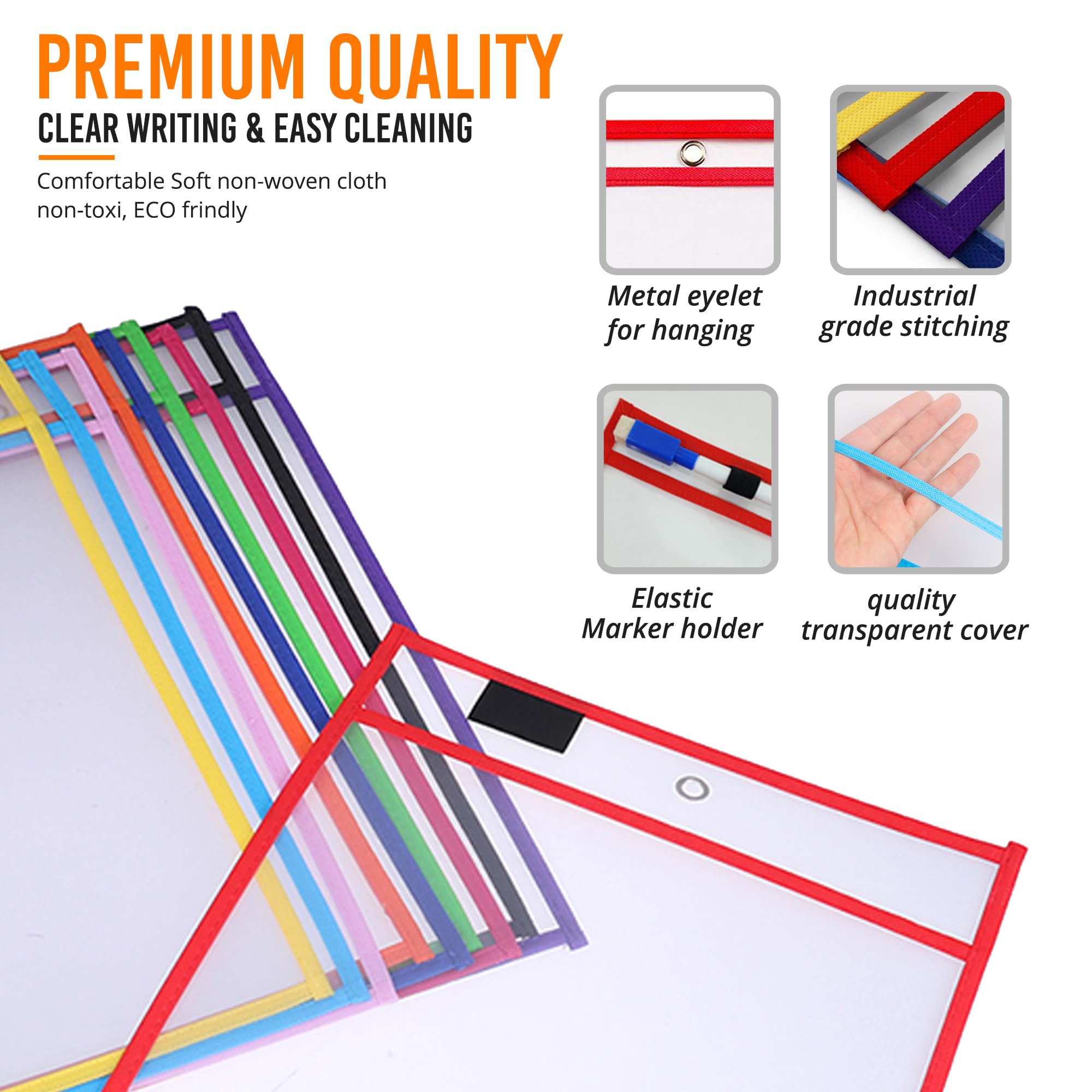 Snapklik.com : BONBELA Dry Erase Pockets 50 Pack - 10 X 13 Reusable Dry ...