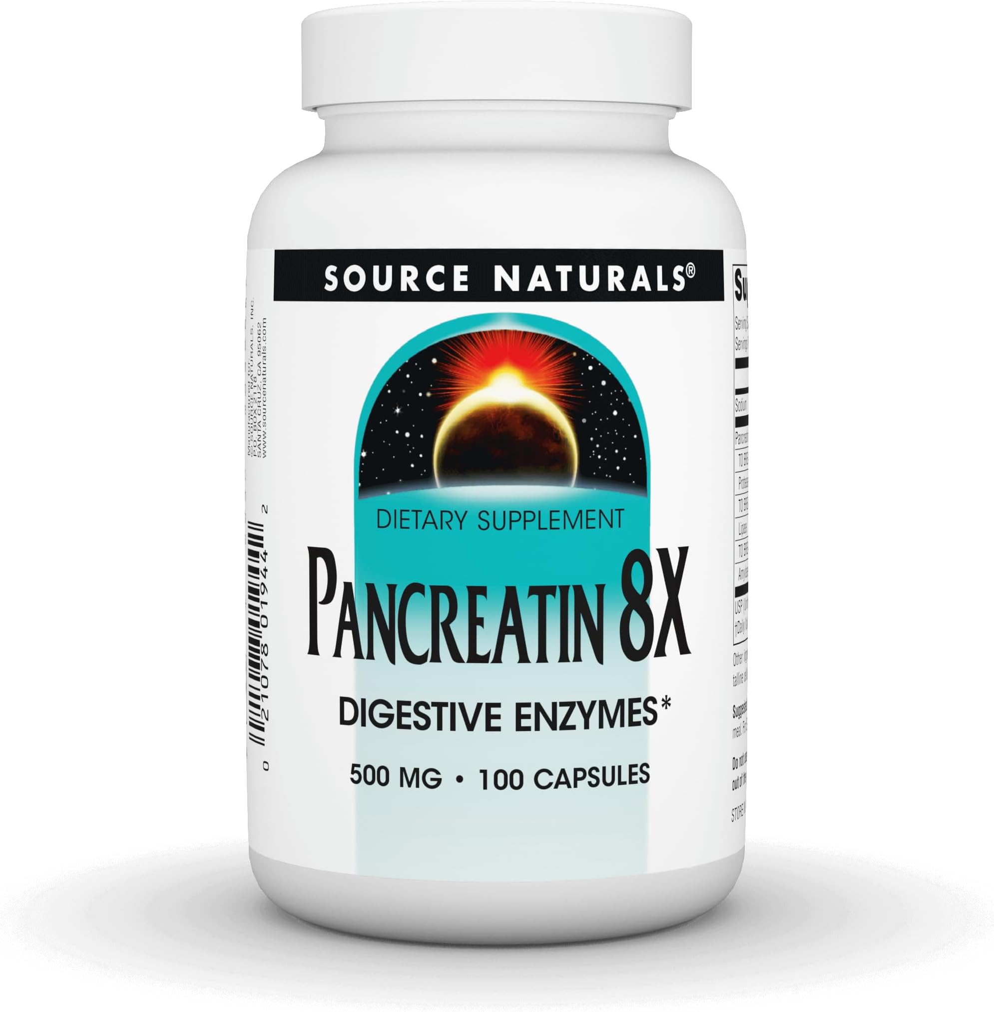 Amazon.com: Source Naturals Pancreatin 8X, 500 mg Digestive Enzymes ...