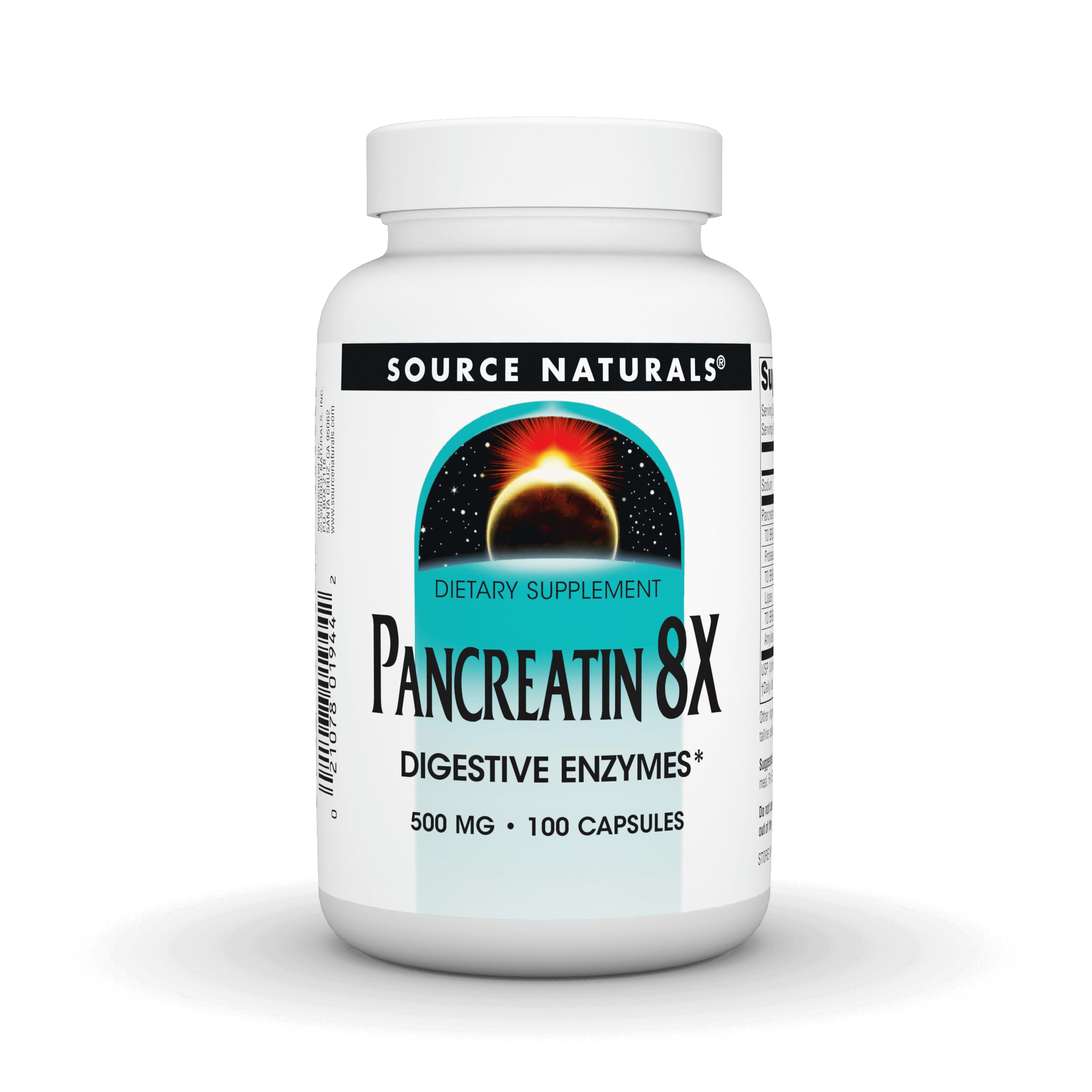 Amazon.com: Source Naturals Pancreatin 8X, 500 mg Digestive Enzymes ...