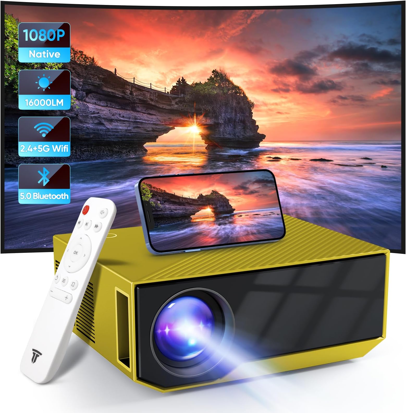 Amazon.com: Projector with WiFi and Bluetooth, 16000Lumens Portable ...