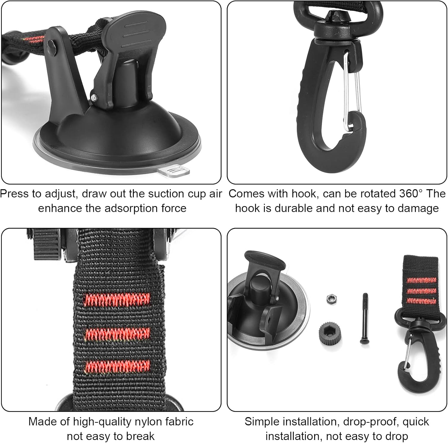 Ytesky 4 Pcs Heavy Duty Suction Cup Anchor with Securing Hook Tie Down ...