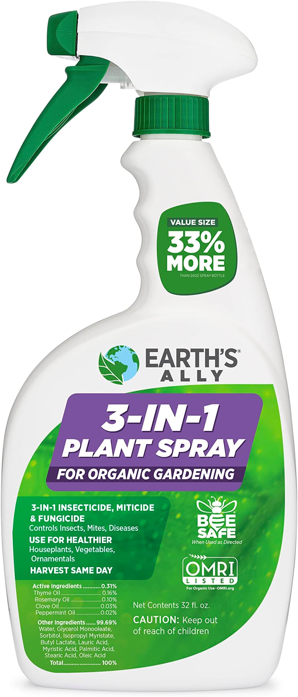 Amazon.com: Earth's Ally 3-in-1 Plant Spray 32 oz | Insecticide ...