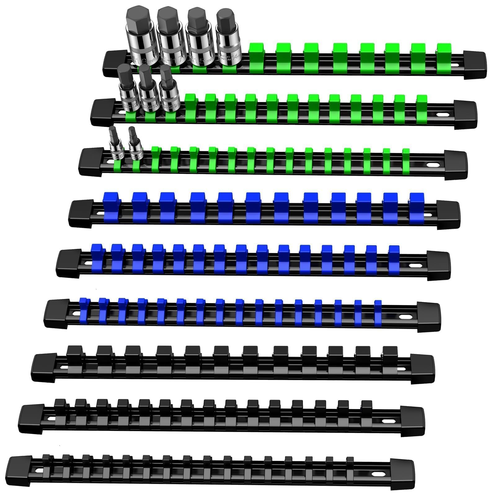 VORXEON 9PCS ABS Socket Organizer Holder Storage Rail 1/4 Inch x 48 ...