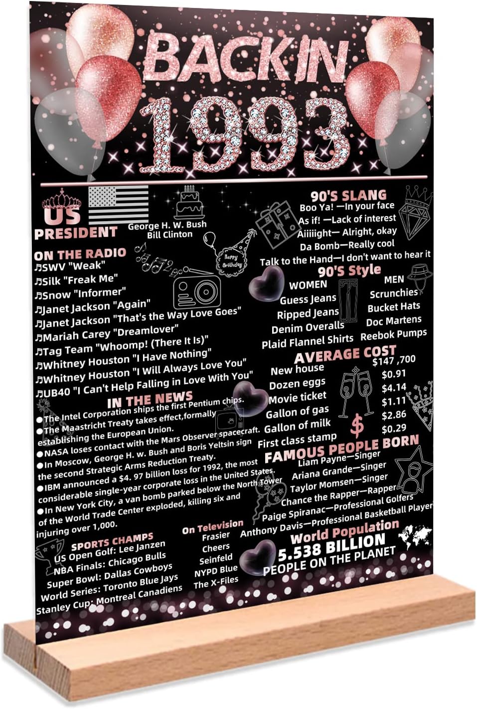 Amazon.com : 1993 Rose Gold 30th Birthday Decorations for Women, Double ...