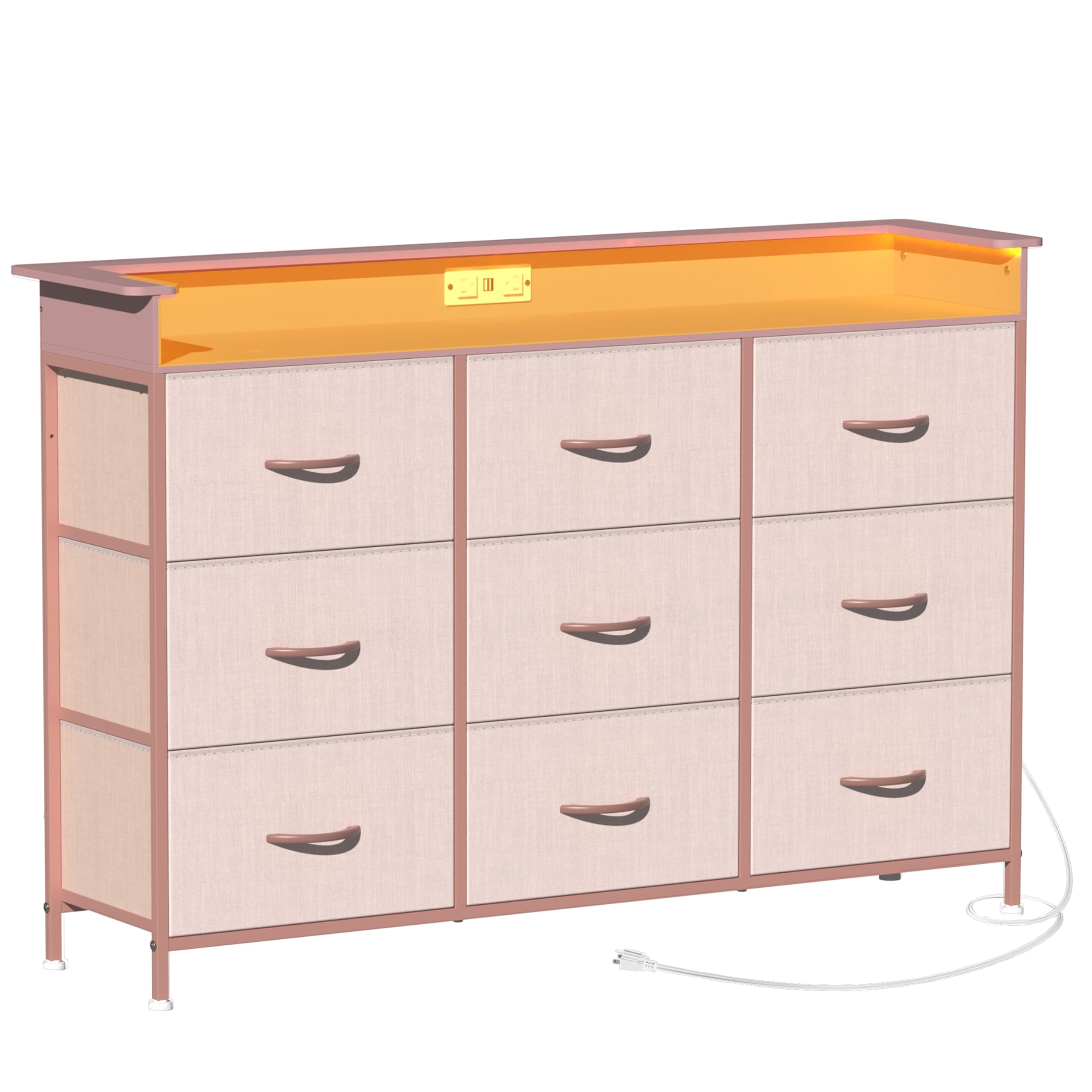 Amazon.com: EXOTICA Pink Dresser with LED Light for Girls Bedroom 9 ...