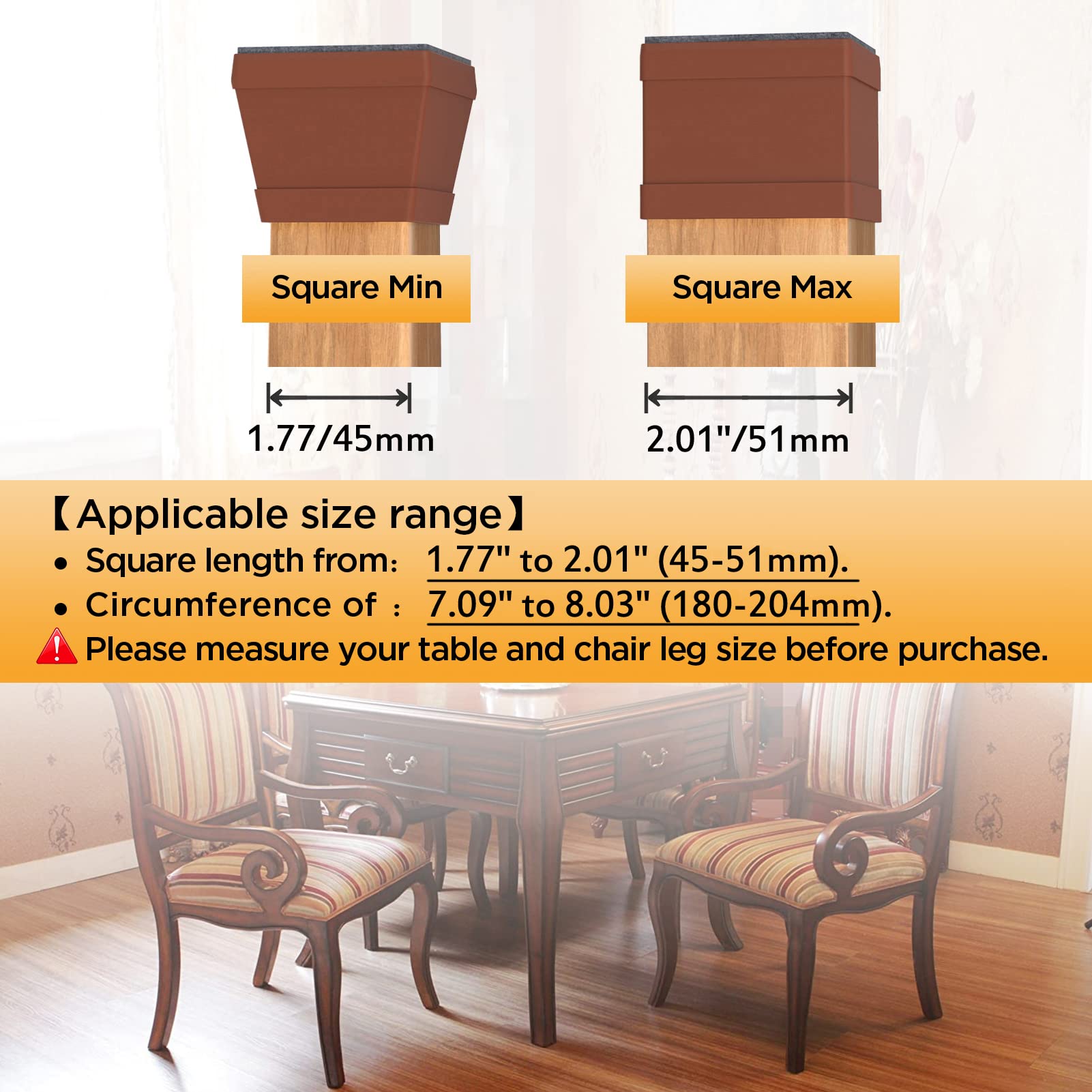 Snapklik.com : 16 PCS Square Chair Leg Floor Protector, Silicone Chair ...