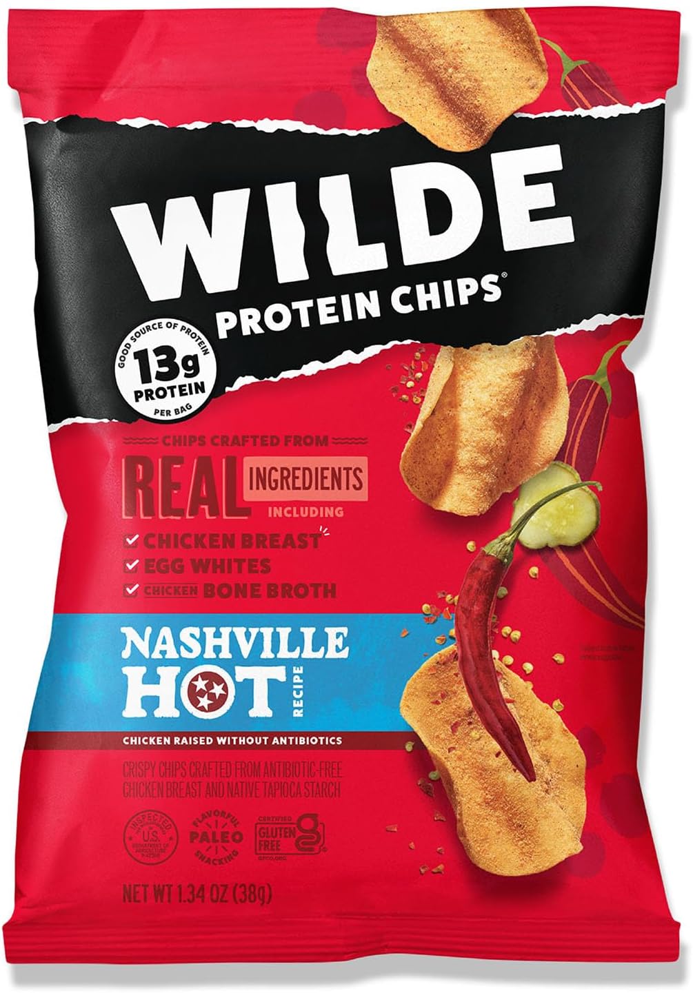 Amazon.com : WILDE Nashville Hot Protein Chips, Thin and Crispy, High ...