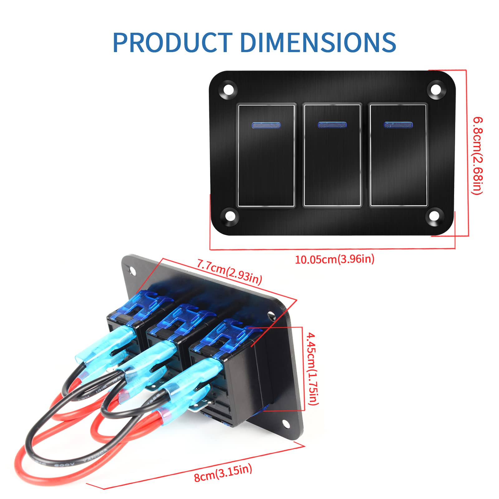 Snapklik.com : Rocker Switch Panel 3 Gang Aluminum Toggle Switch Panel ...