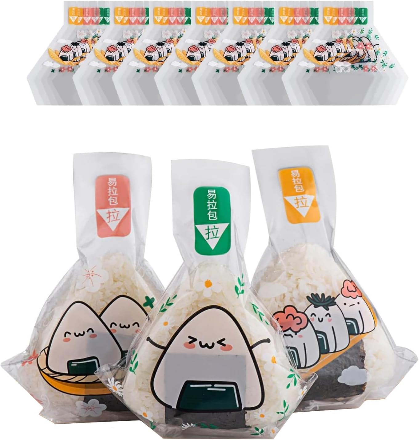 Amazon.com: 50Pcs Triangle Onigiri Wrappers Plastic Rice Balls Bags ...