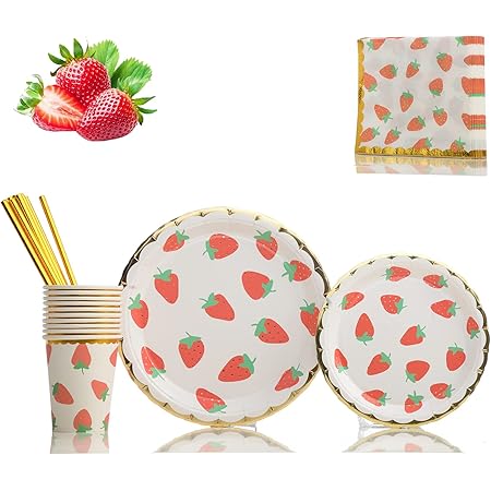 16 Strawberry Plates Strawberry Plates For Strawberry Party Decorations ...