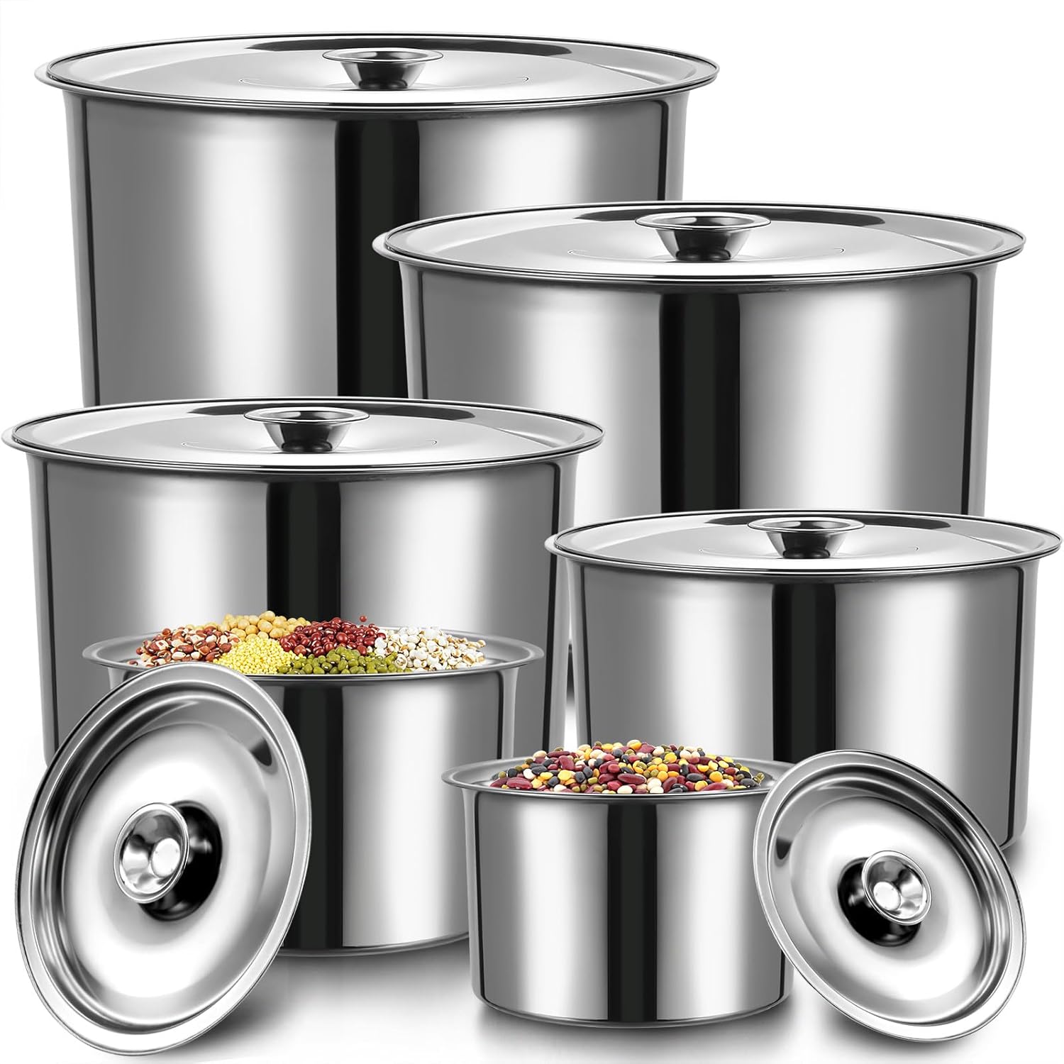 Amazon.com: Hsei 6 Pack Stainless Steel Airtight Canisters Sets ...