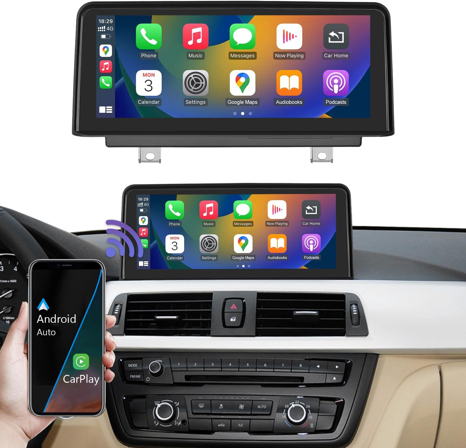 Road Top 10.25 Inch Touchscreen Wireless CarPlay Android Auto for BMW 3 ...