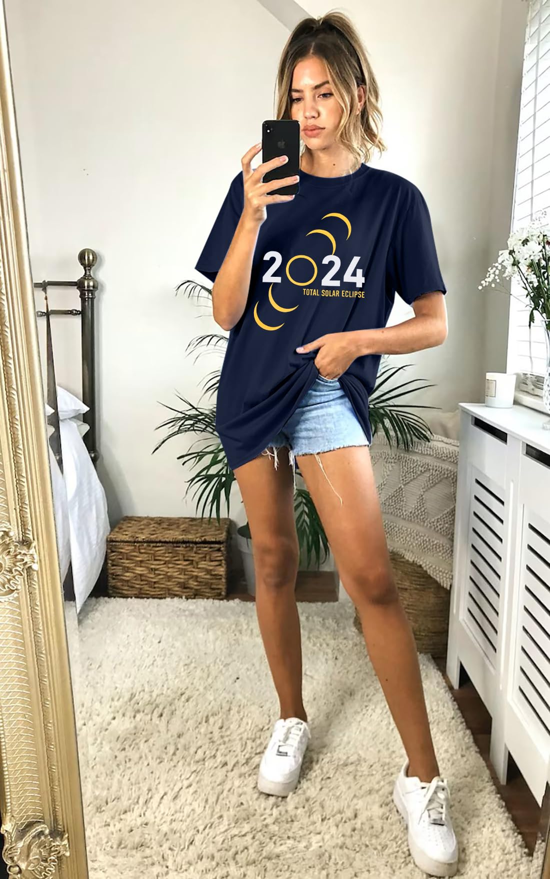 Snapklik.com : 2024 Total Solar Eclipse Shirt - Oversized April 8 Path Of The Eclipse T-Shirt ...