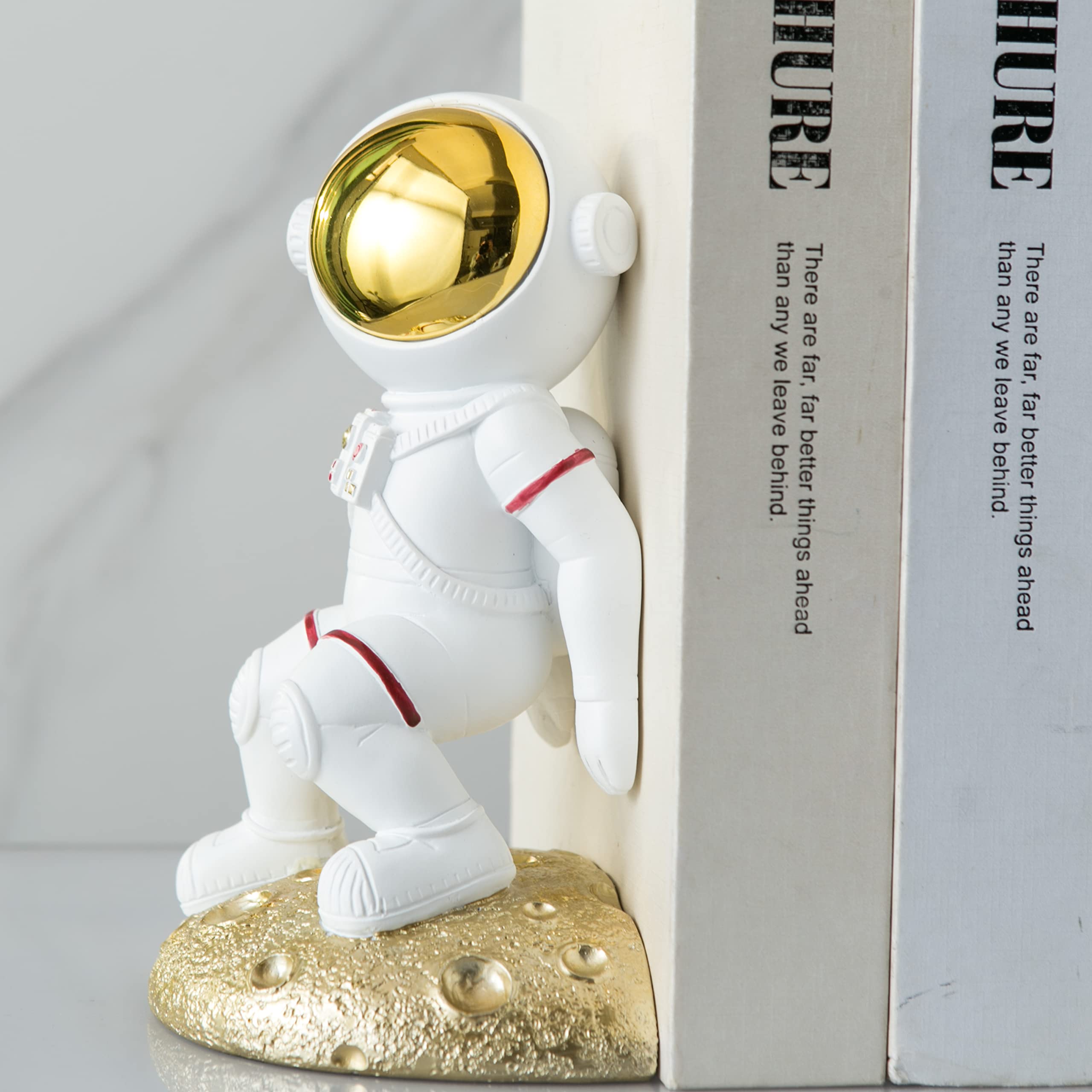 Banllis Space Theme Bookends for Shelves, Astronaut Moon Book Ends for ...