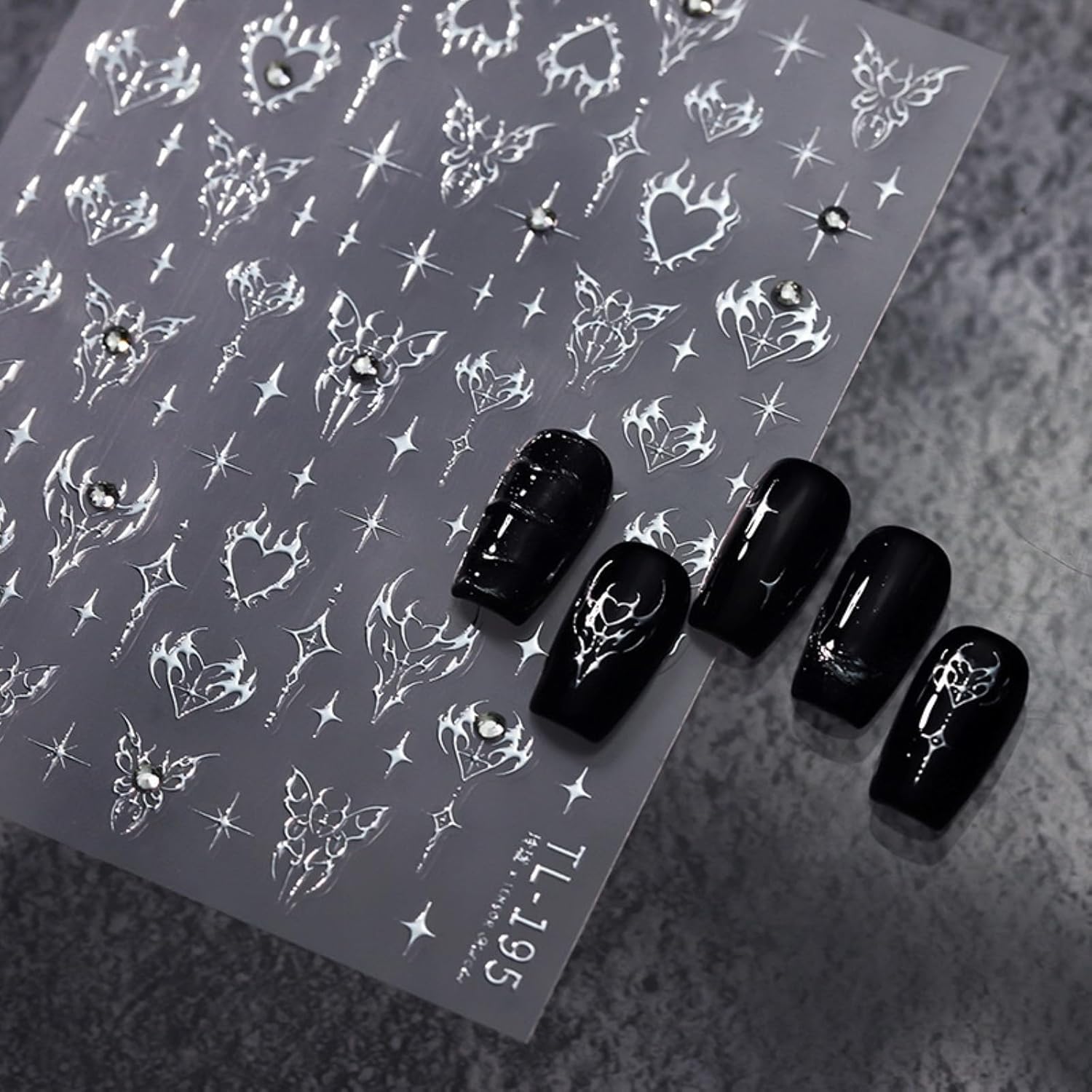 Amazon.com: 5D Embossed Star Nail Art Stickers - Butterfly, Heart ...