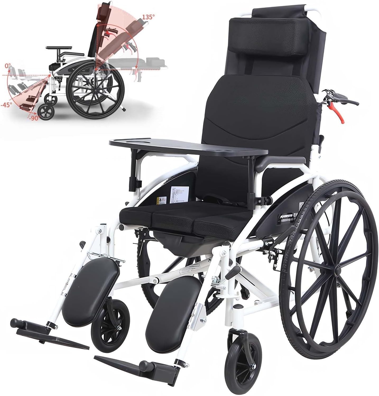 Amazon.com: CUIOT Portable Reclining Wheelchairs for Adults, All ...