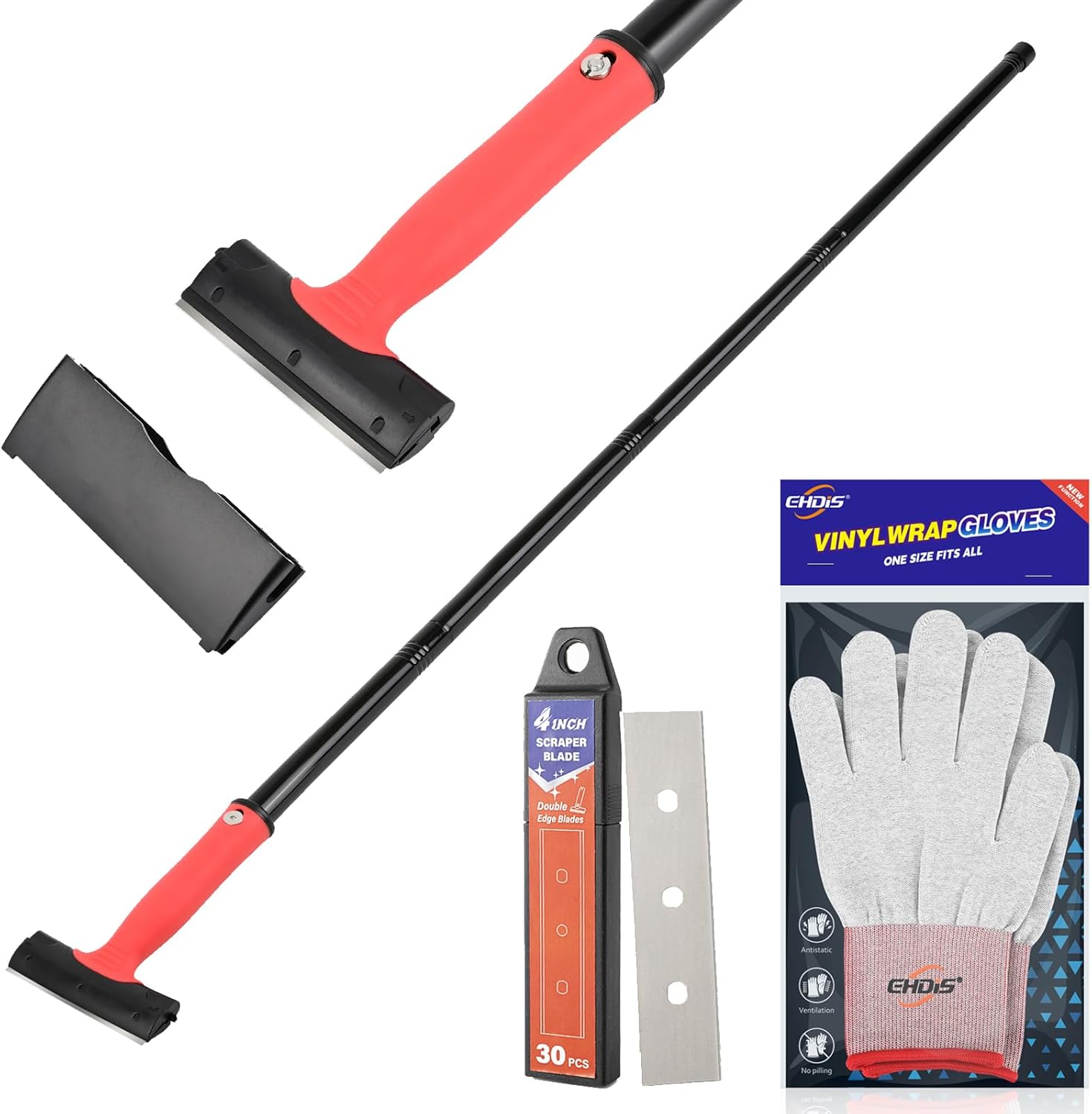 EHDIS Long Handle 4 Inch Razor Blade Scraper Tool Adjustable 16‘’-58 ...