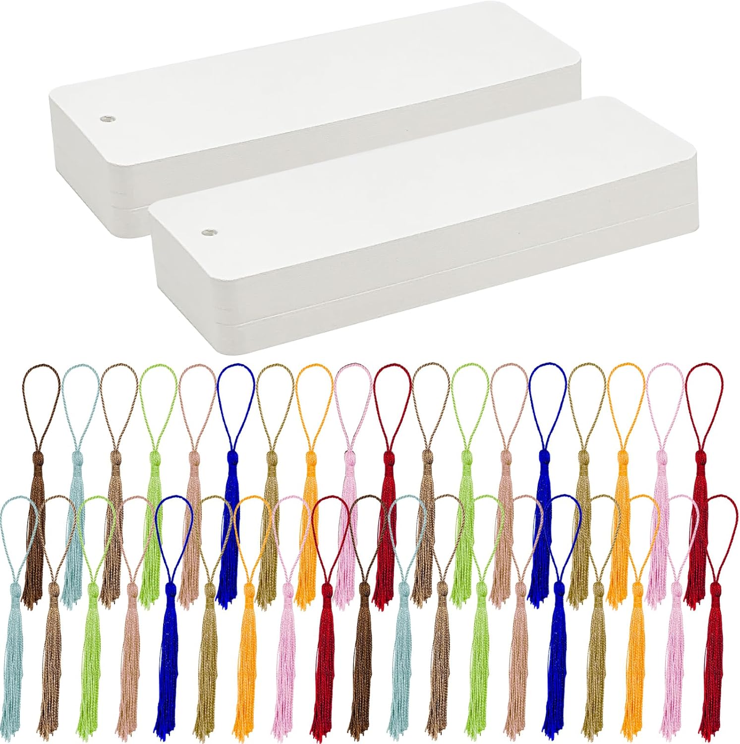 Amazon.com: DSYIL 100 Set Blank Bookmarks with Colorful Tassels, White ...