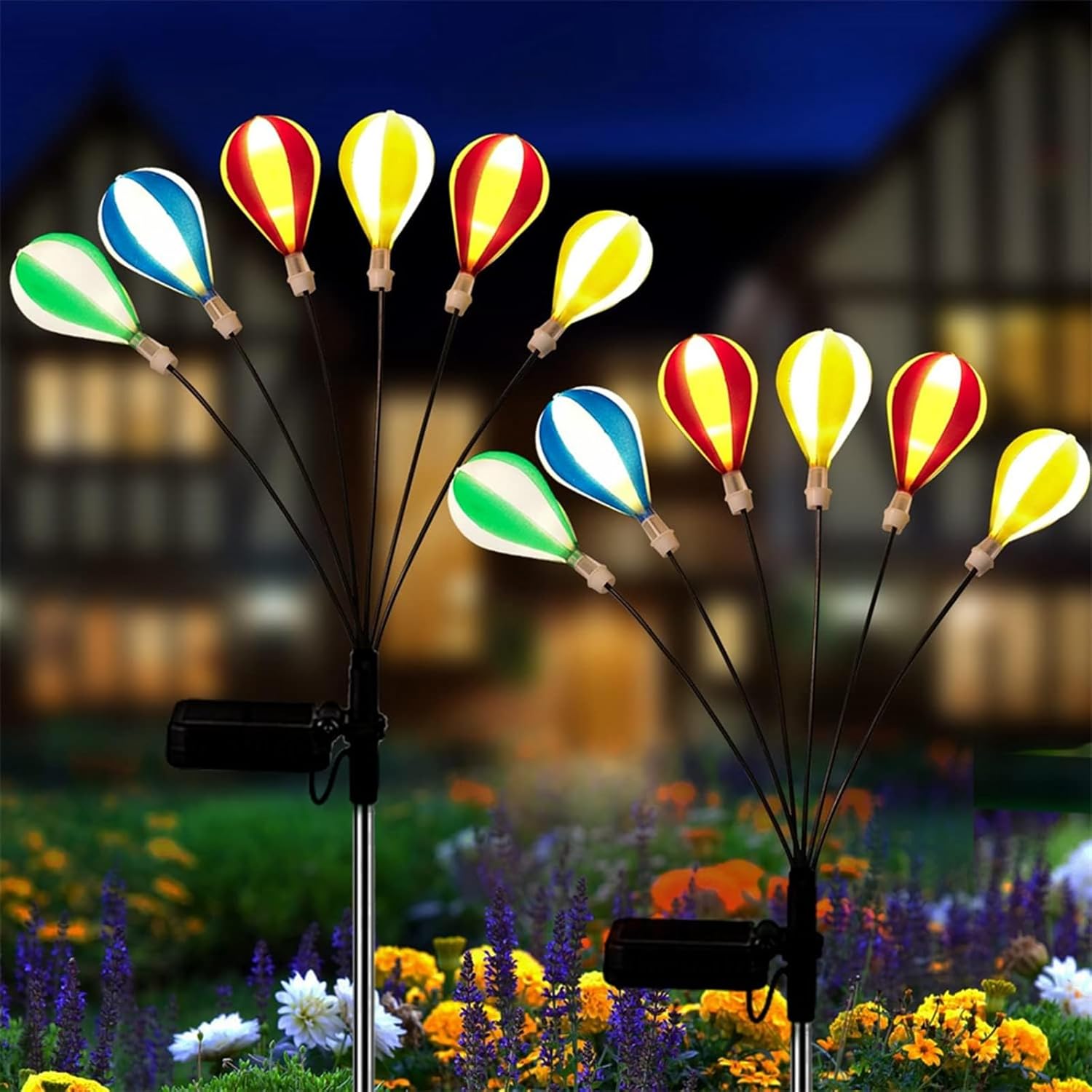 Amazon.com: 2PCS Solar Garden Lights,New Upgraded Hot Air Balloon Solar Swaying Light,12LED Sway ...