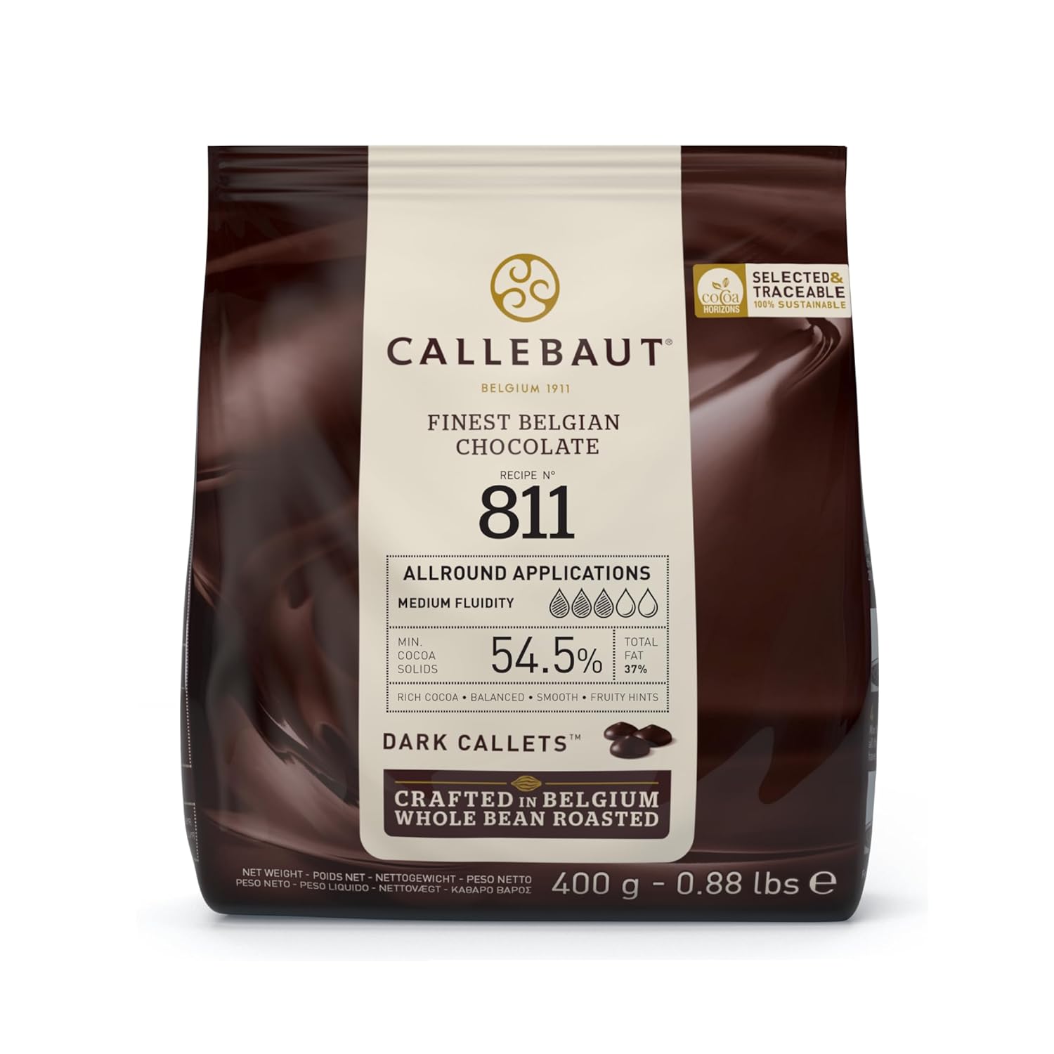 Callebaut 811 Dark Chocolate Callets 400 g | Belgian Chocolate | 54.5% ...