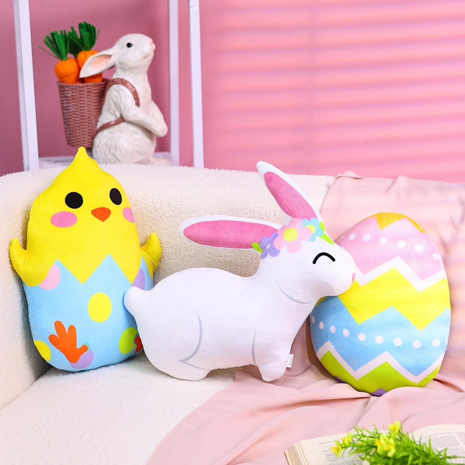 Amazon.com: Xiangqu 3 Pcs Easter Buuny Throw Pillows, 11.8 Inch Soft ...
