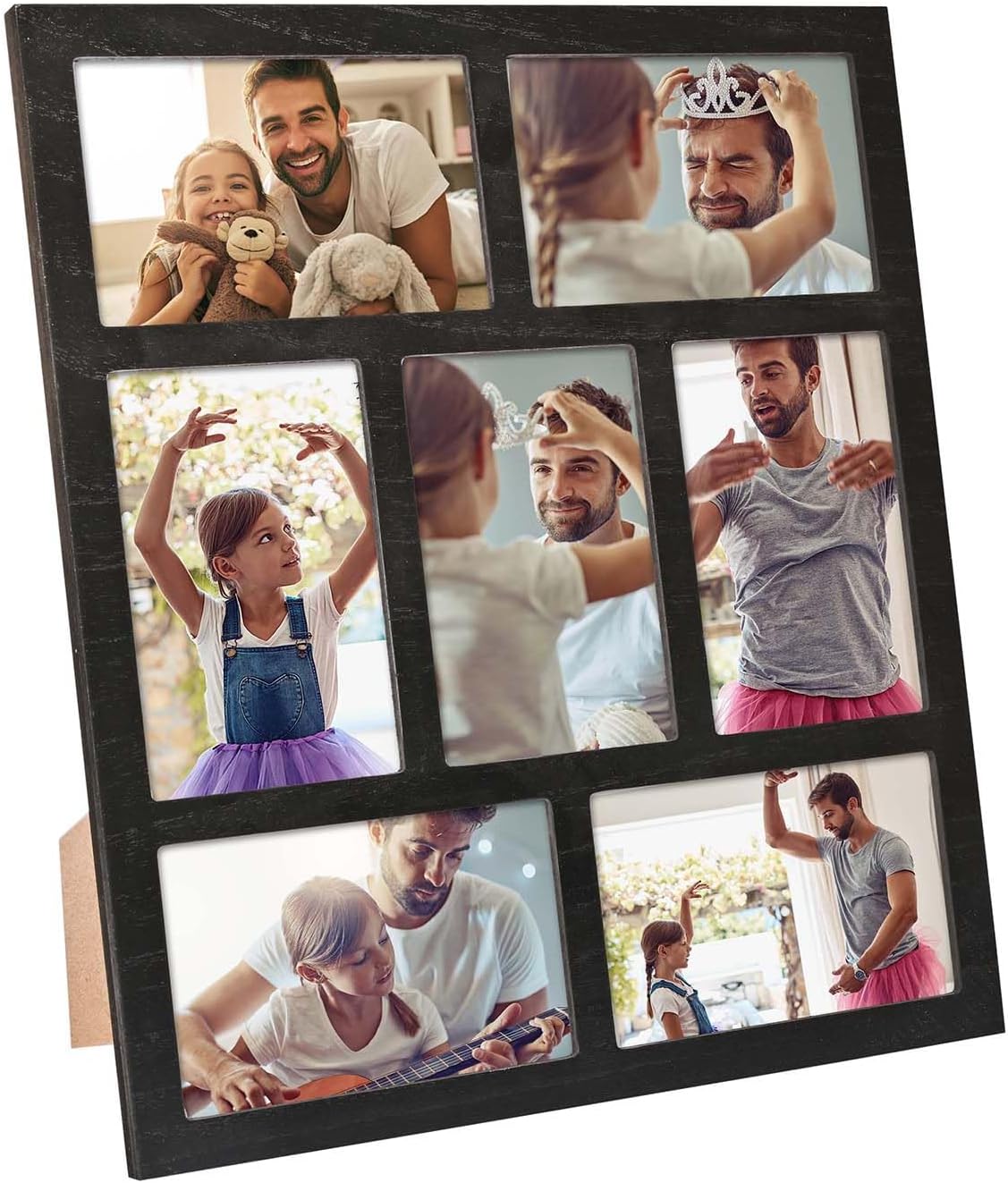 Standing & Wall Mounted 4 Picture Photo Frame 4" x 6" Wooden Effect ...