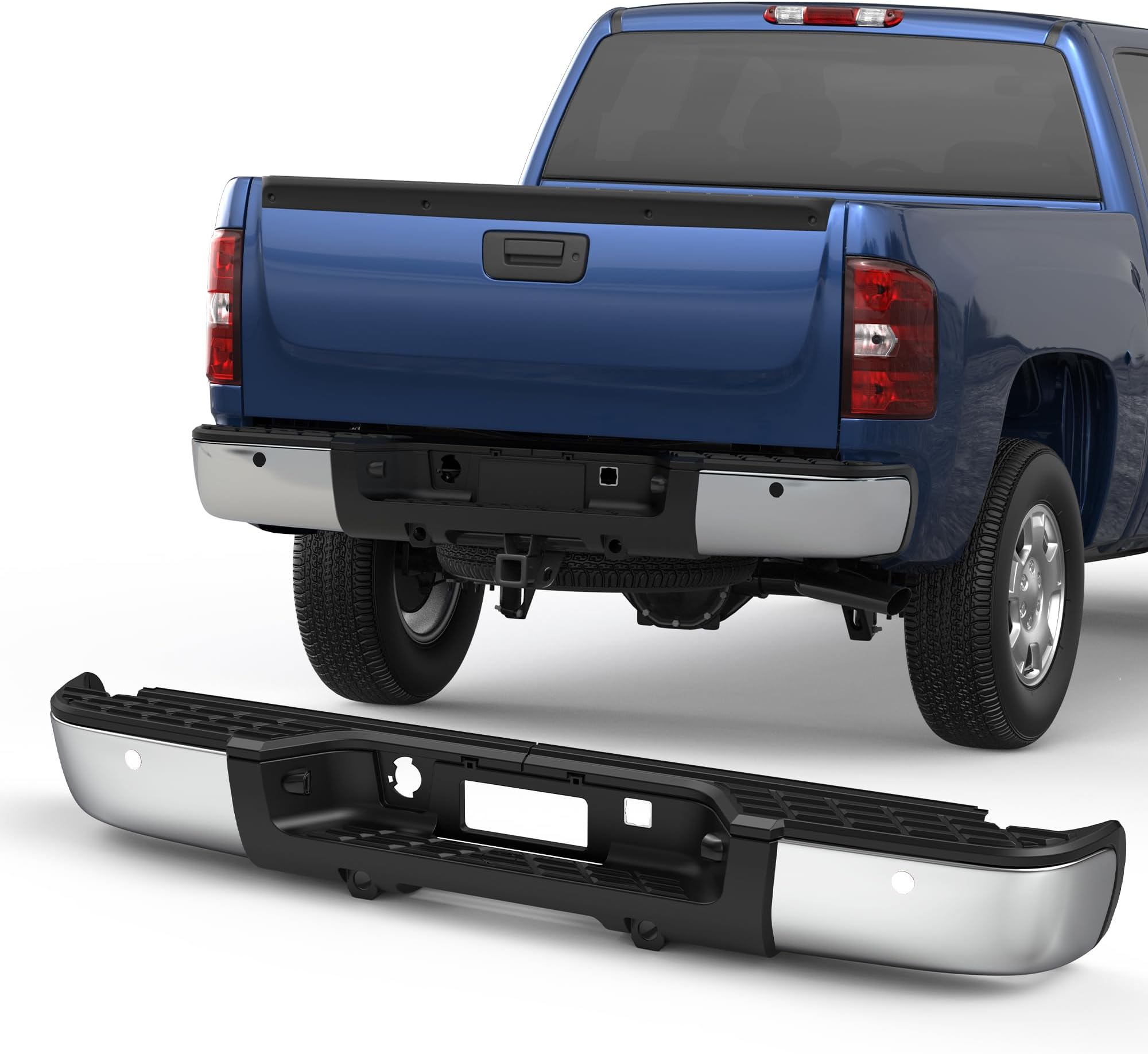 Amazon.com: KUIPERAUTO Chrome Rear Step Bumper Assembly Compatible for ...
