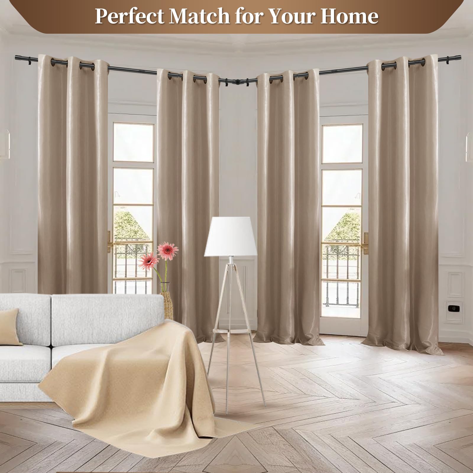 Snapklik.com : Anndason 2 Pack Heavy Duty 1 Inch Corner Curtain Rods ...