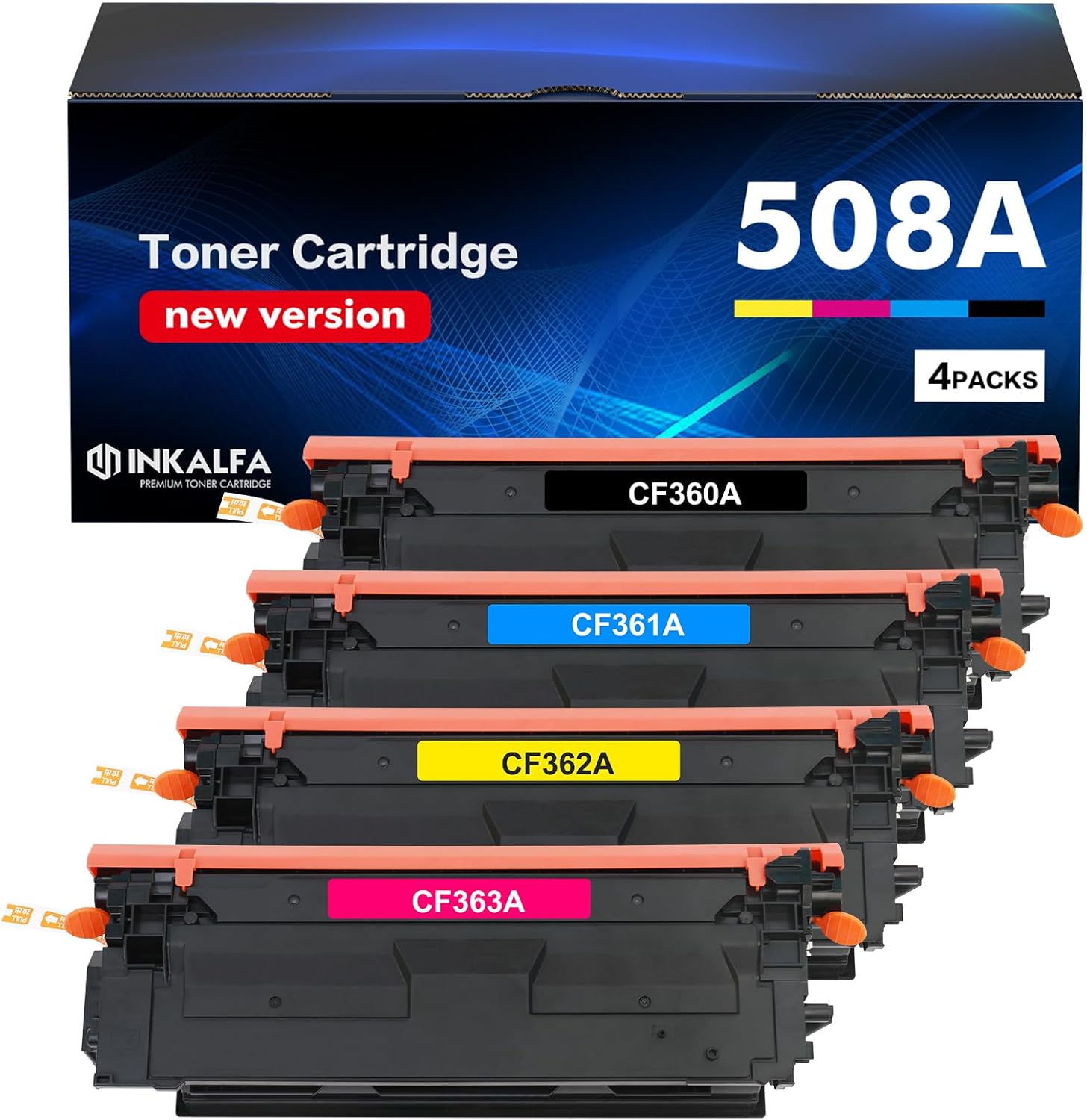 Amazon.com: M553 508A Toner Cartridge Set 4-Pack: 508X Toner Compatible ...
