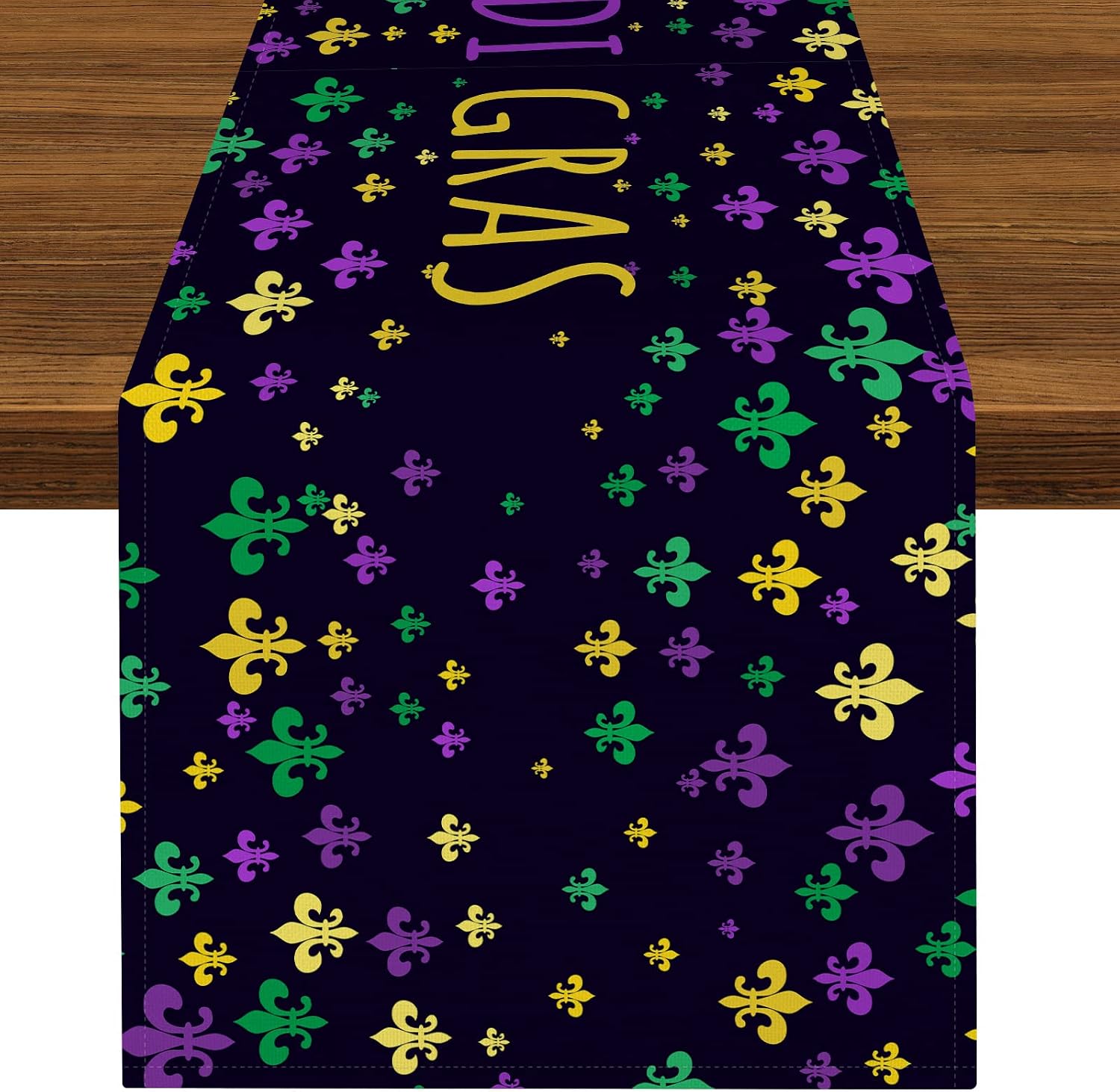 Amazon.com: Happy Mardi Gras Fleur De Lis Table Runner Carnival Purple ...