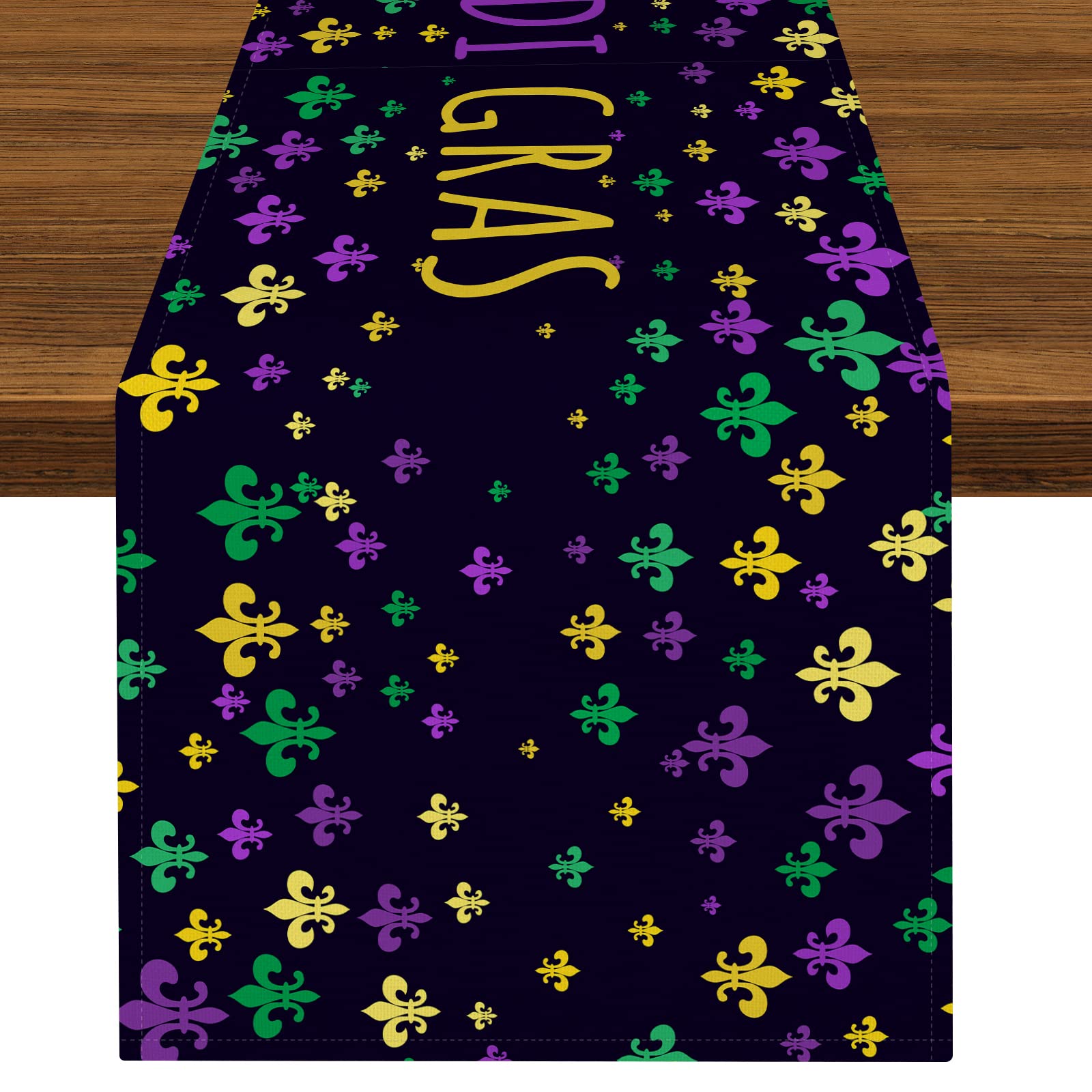 Amazon.com: Happy Mardi Gras Fleur De Lis Table Runner Carnival Purple ...