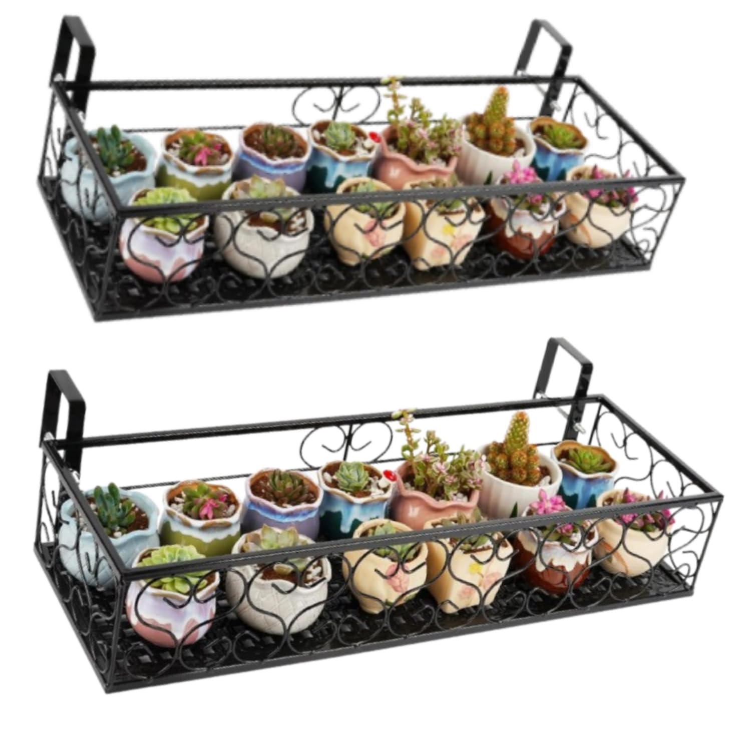 SIRAAJ Hanging Flower Pot Holder Round Balcony Plant Basket Railing ...