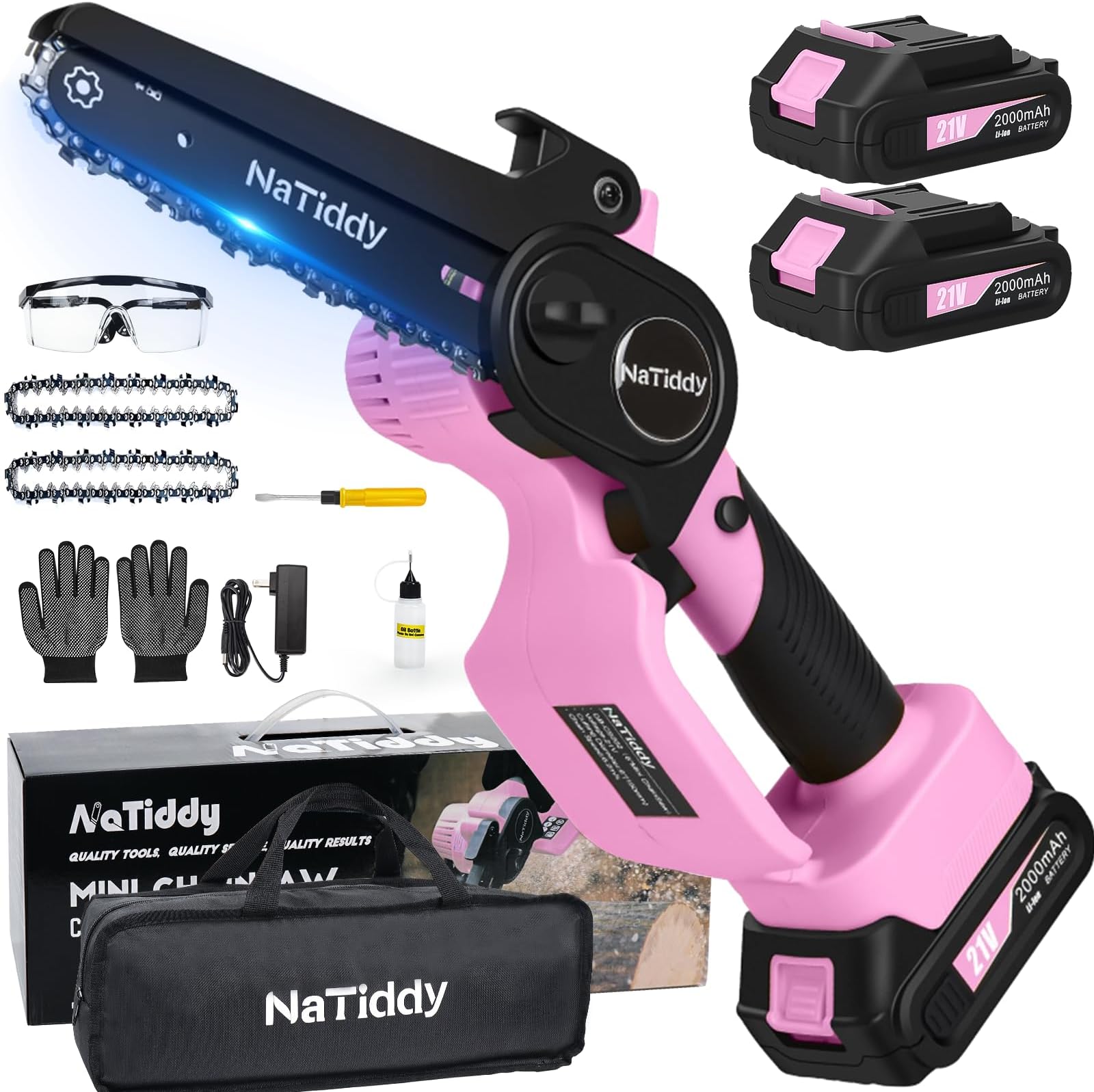 Amazon.com: Mini Chainsaw 6-Inch Battery Powered - Pink Cordless ...