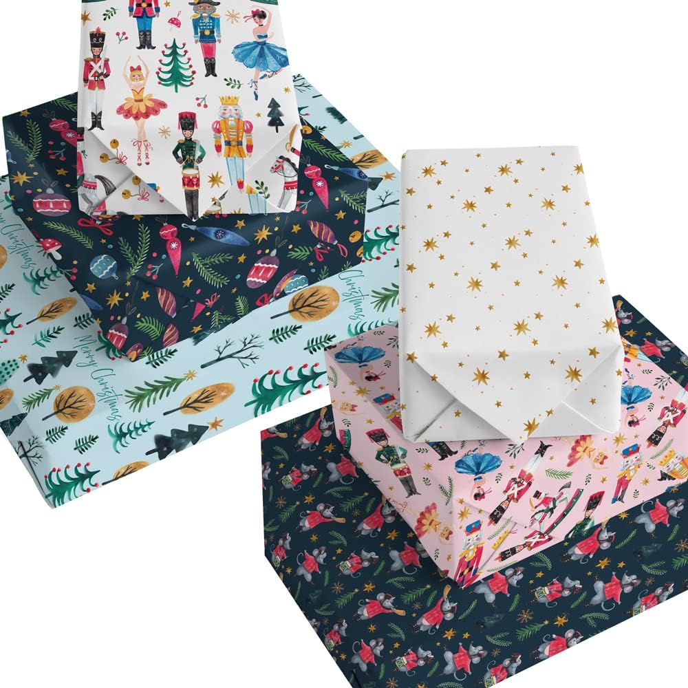 Childrens Christmas Wrapping Paper - 6 Designs, Printed Both Sides ...