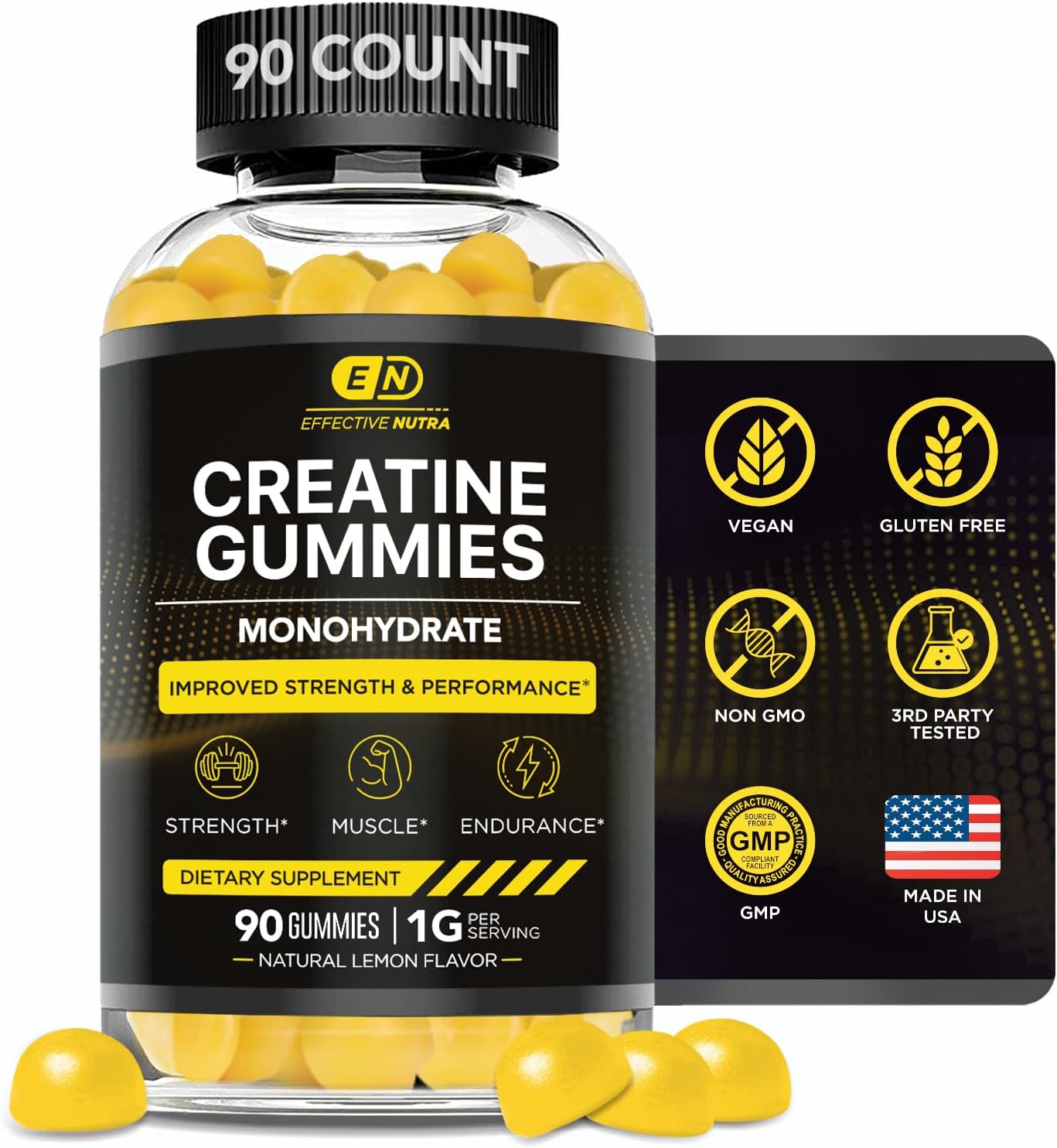 Amazon.com: EFFECTIVE NUTRA Creatine Monohydrate Gummies | 1g Per Gummy ...