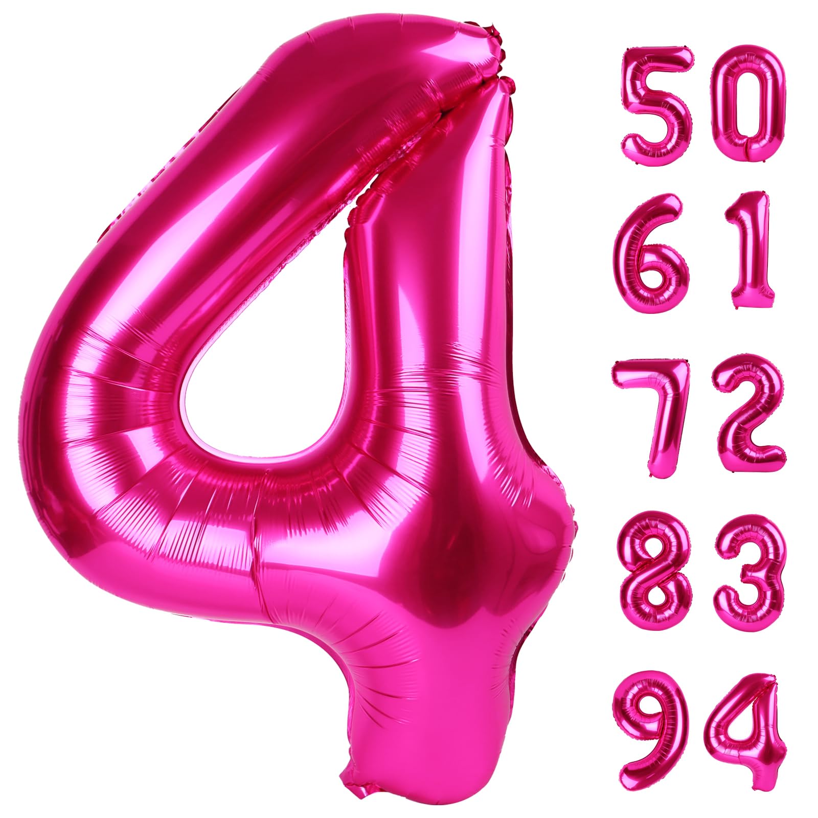 Snapklik.com : Hot Pink 4 Balloon, Number Balloons 40 Inch, 4th ...