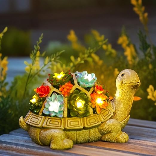 Tiejiajiang Solar Garden Turtle Statue - Turtle Decor with 7 Solar LED ...