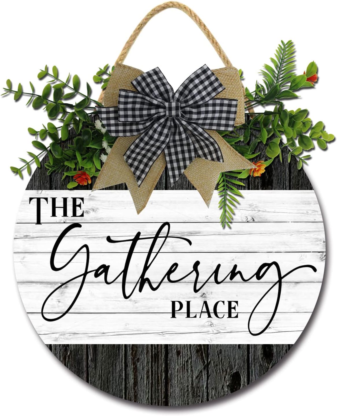 Amazon.com : Isaric Gather Wall Sign Wooden Farmhouse Decor 11x11 ...