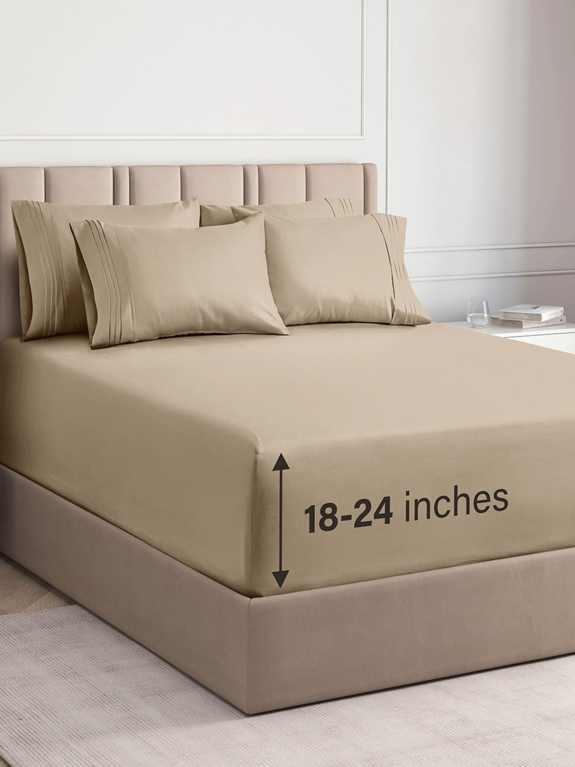 Extra Deep Queen Sheet Set - 6 Piece Breathable & Cooling Sheets ...