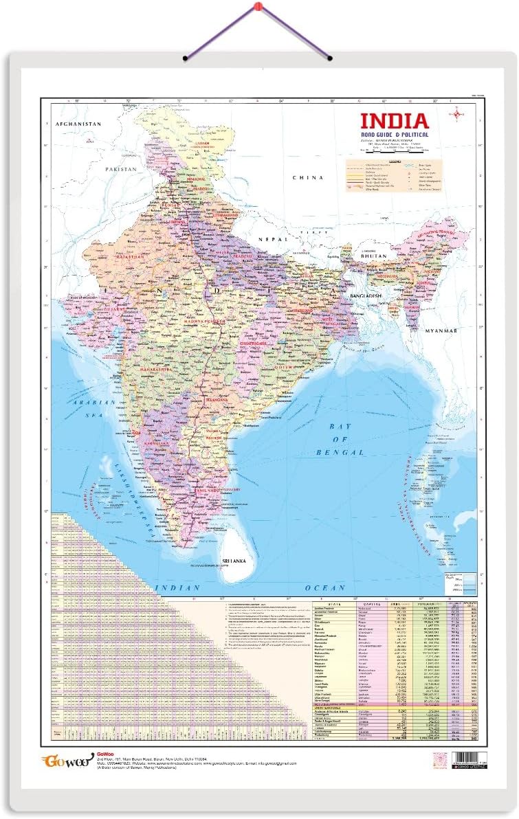 Indian Road Guide & Political Map Charts with Big font and Dust ...