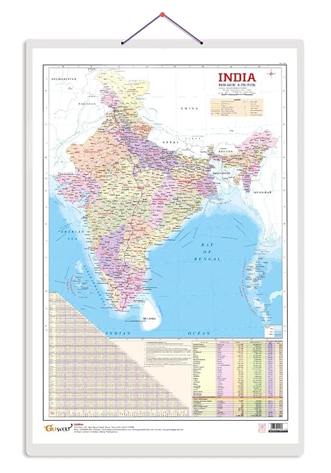 Indian Road Guide & Political Map Charts with Big font and Dust ...