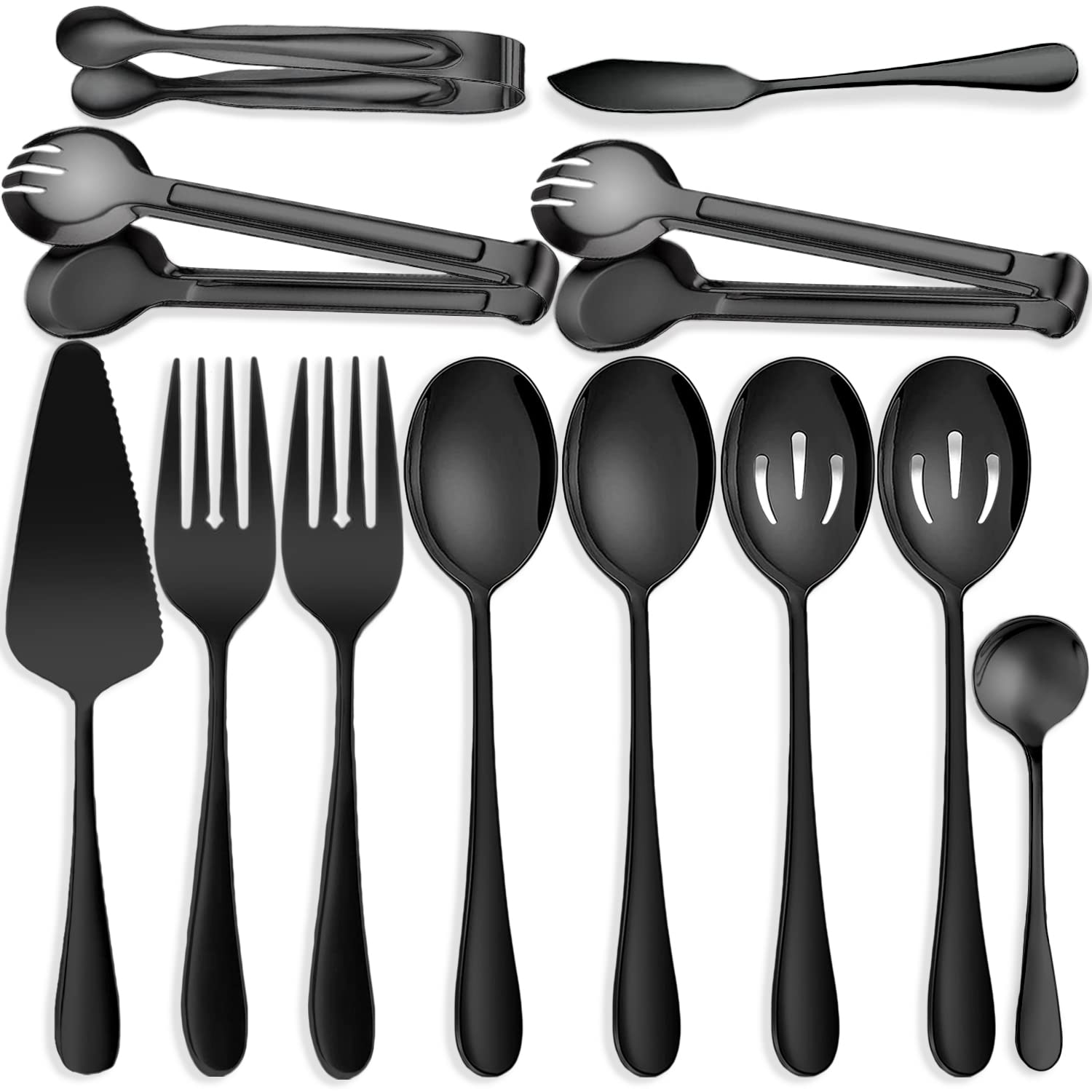 Amazon.com | IAXSEE 12 PCS Stainless Steel Serving Utensils, Large ...