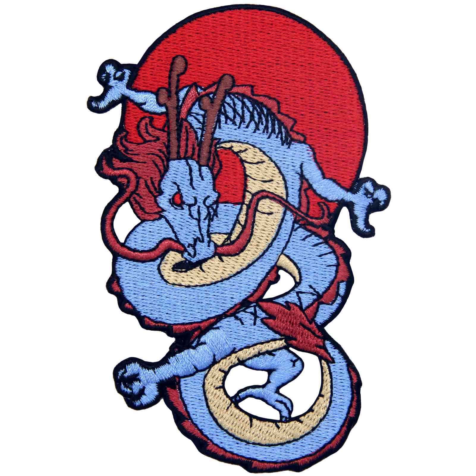 Light Blue Dragon Patch Embroidered Applique Badge Iron On Sew On ...