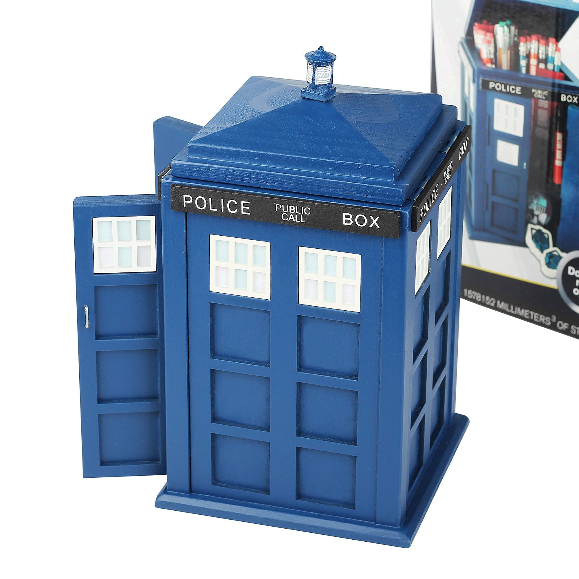 Wooden Tardis Cookie Jar, Desk Shed, Wood Desk Pen Pencil Holder, Container
