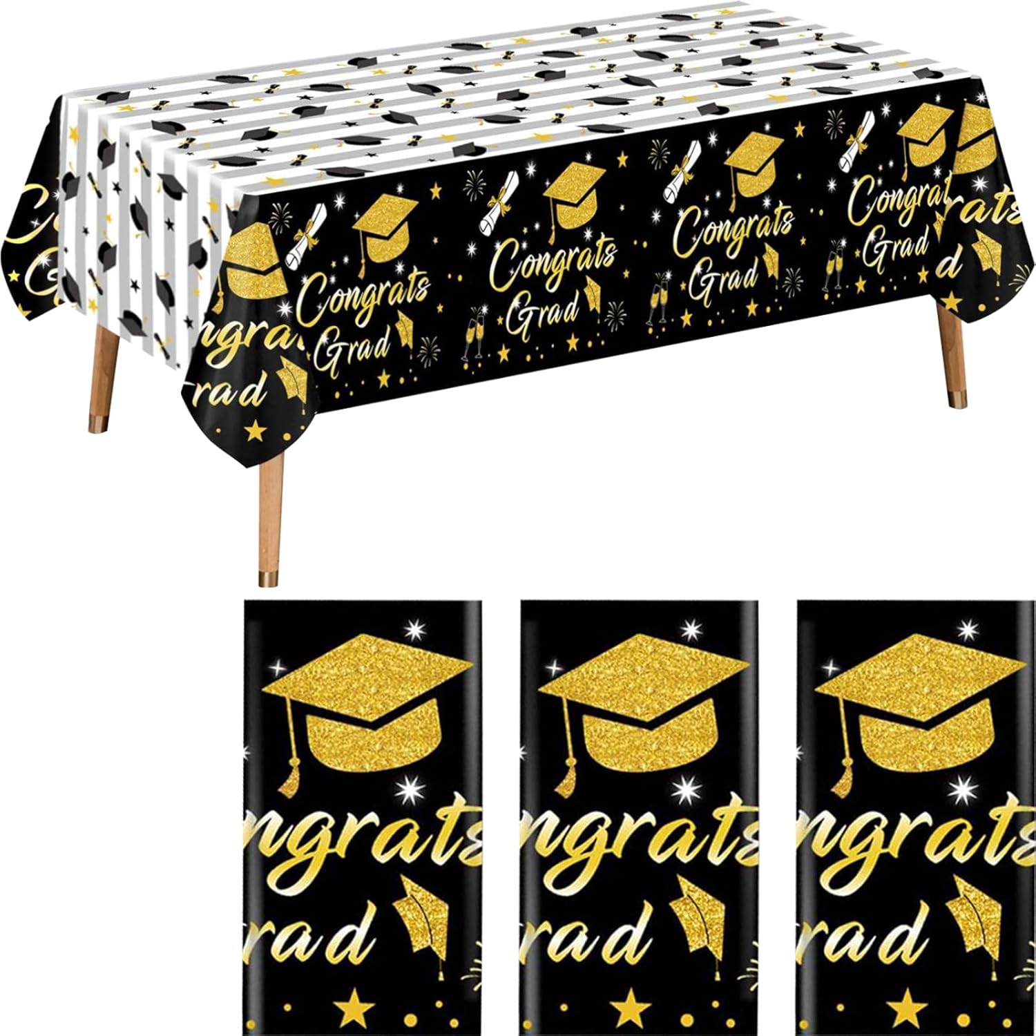 Amazon.com: KJQJLY 3 Pack Graduation Tablecloth Party Decorations 2024 ...