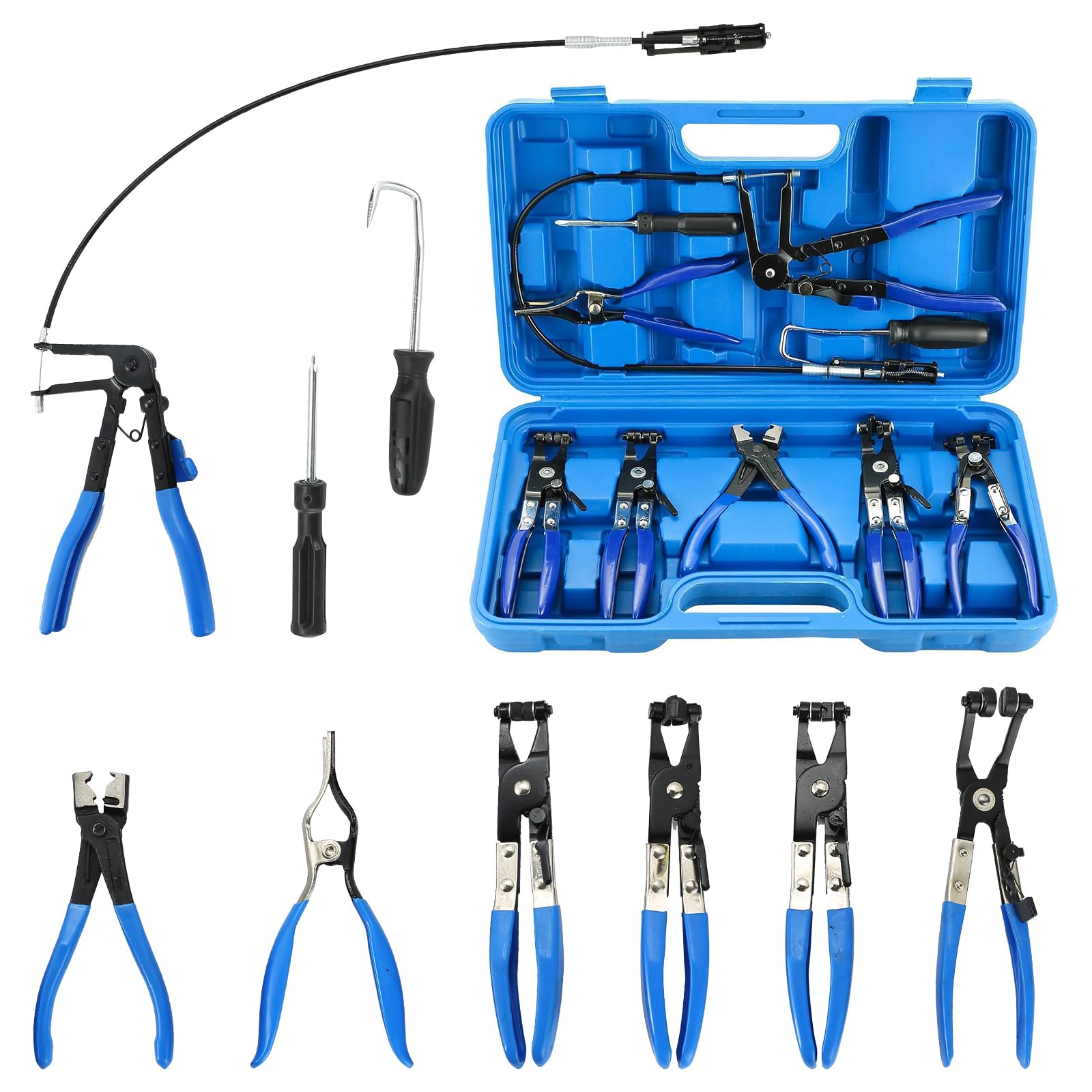 DASBET 9PCS Wire Long Reach Hose Clamp Pliers Set Lockable Hose Spring ...